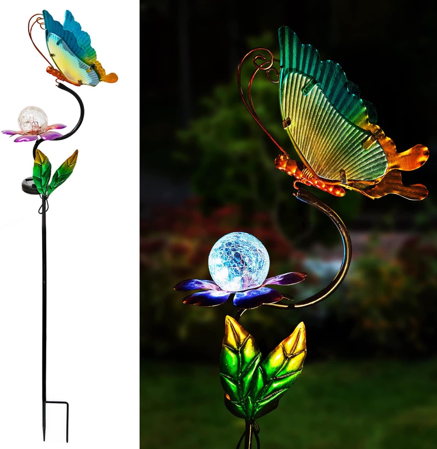 Amazon.com: HONGLAND Solar Garden Lights, Glass Butterfly Solar Lights ...
