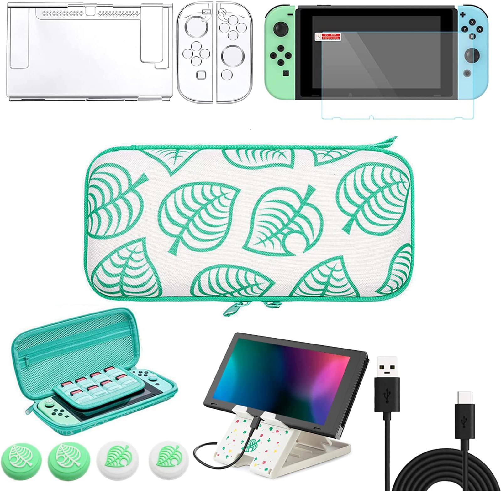 Amazon.com: GLDRAM Green Carrying Case Bundle for Nintendo Switch and ...