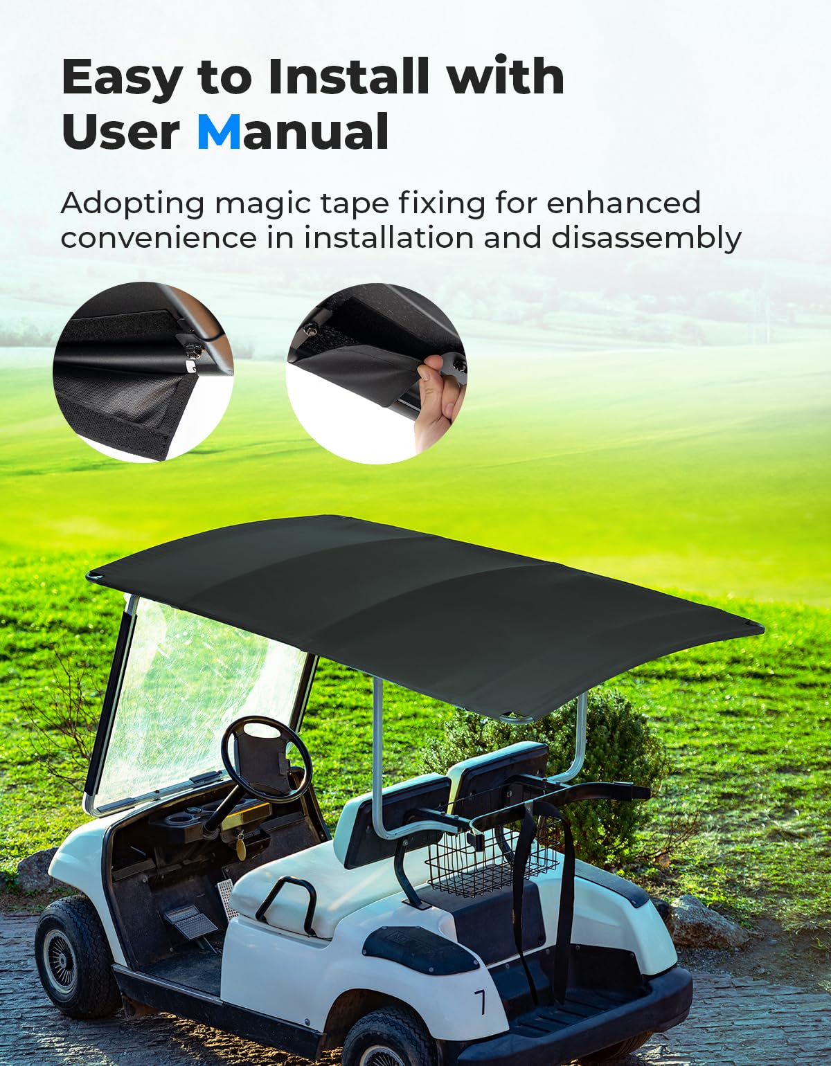 Snapklik.com : KEMIMOTO Golf Cart Roof Canvas Sun Top Compatible