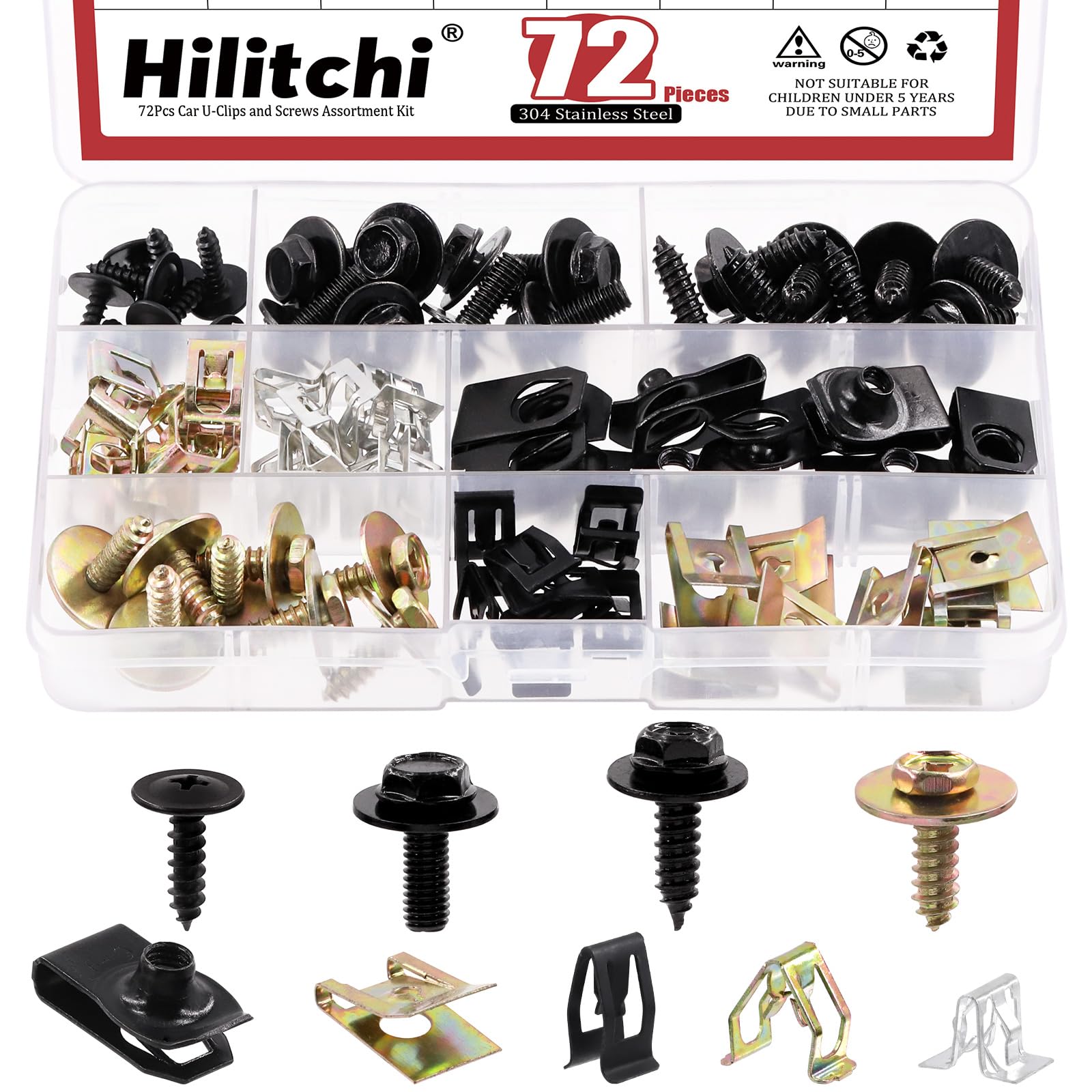 Amazon.com: Hilitchi 72Pcs Auto Car U-Clip U Nut and Screw Assortment ...