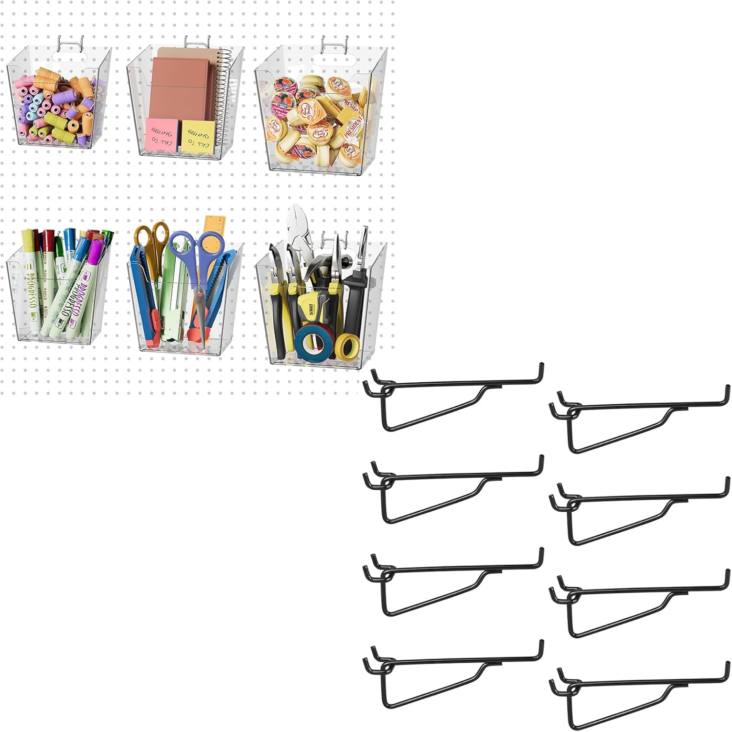 Amazon.com: 14PC Peg Board Organizer Accessories, 6-Pack Clear Pegboard ...
