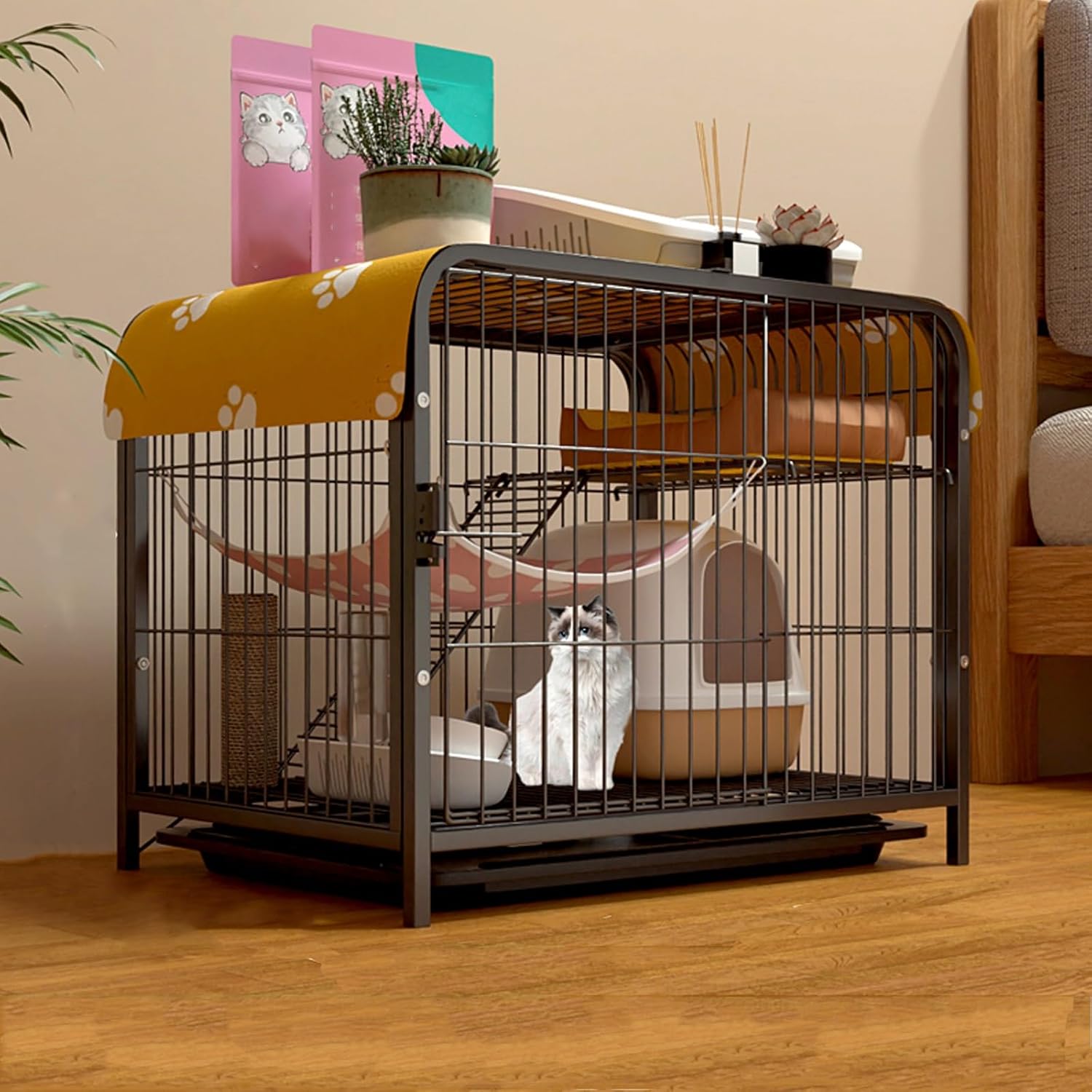 Amazon.com : 2-Tier Cat Cages Indoor Large Pet Crate with Pull Out The ...