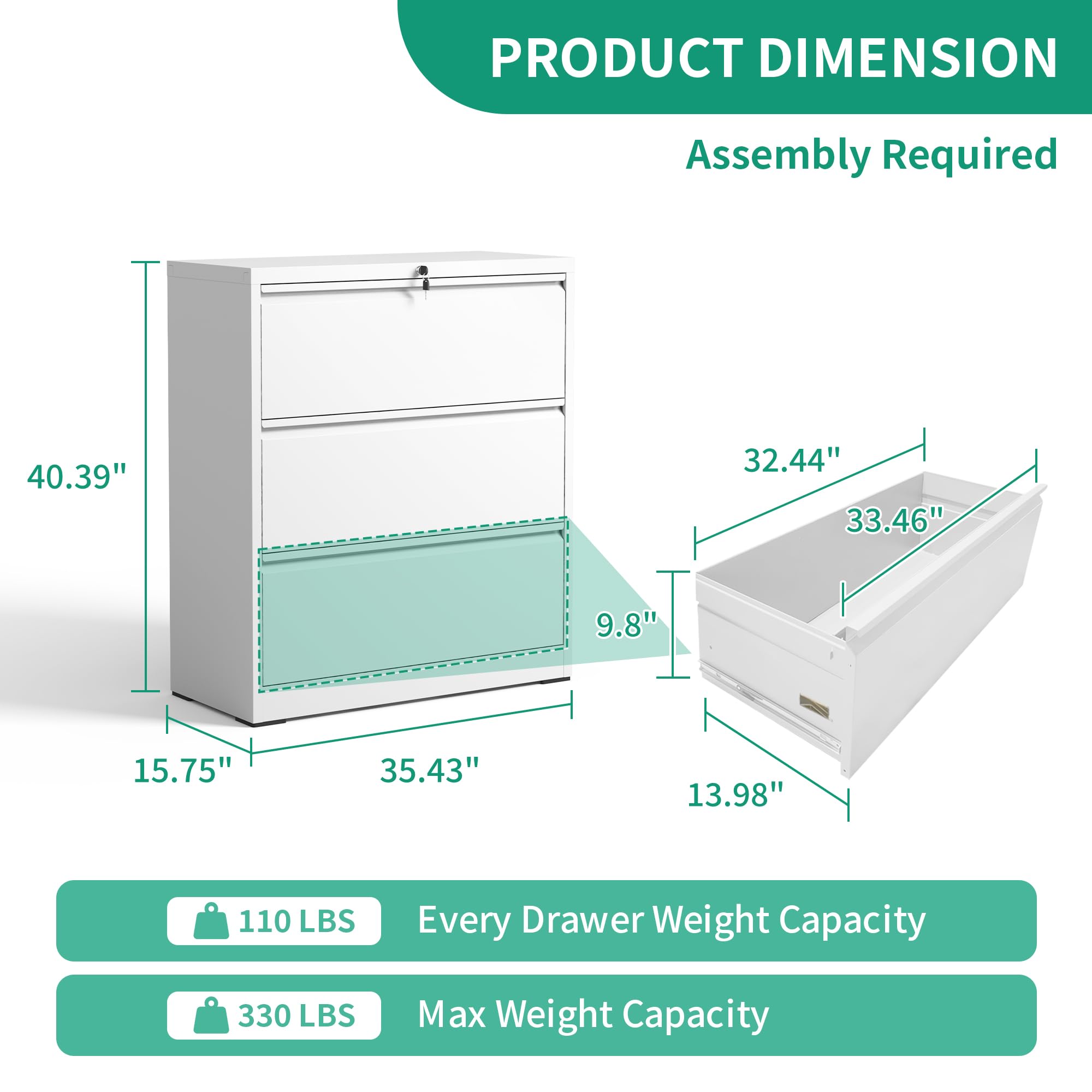 Snapklik.com : IKIMI 3 Drawer Lateral File Cabinets