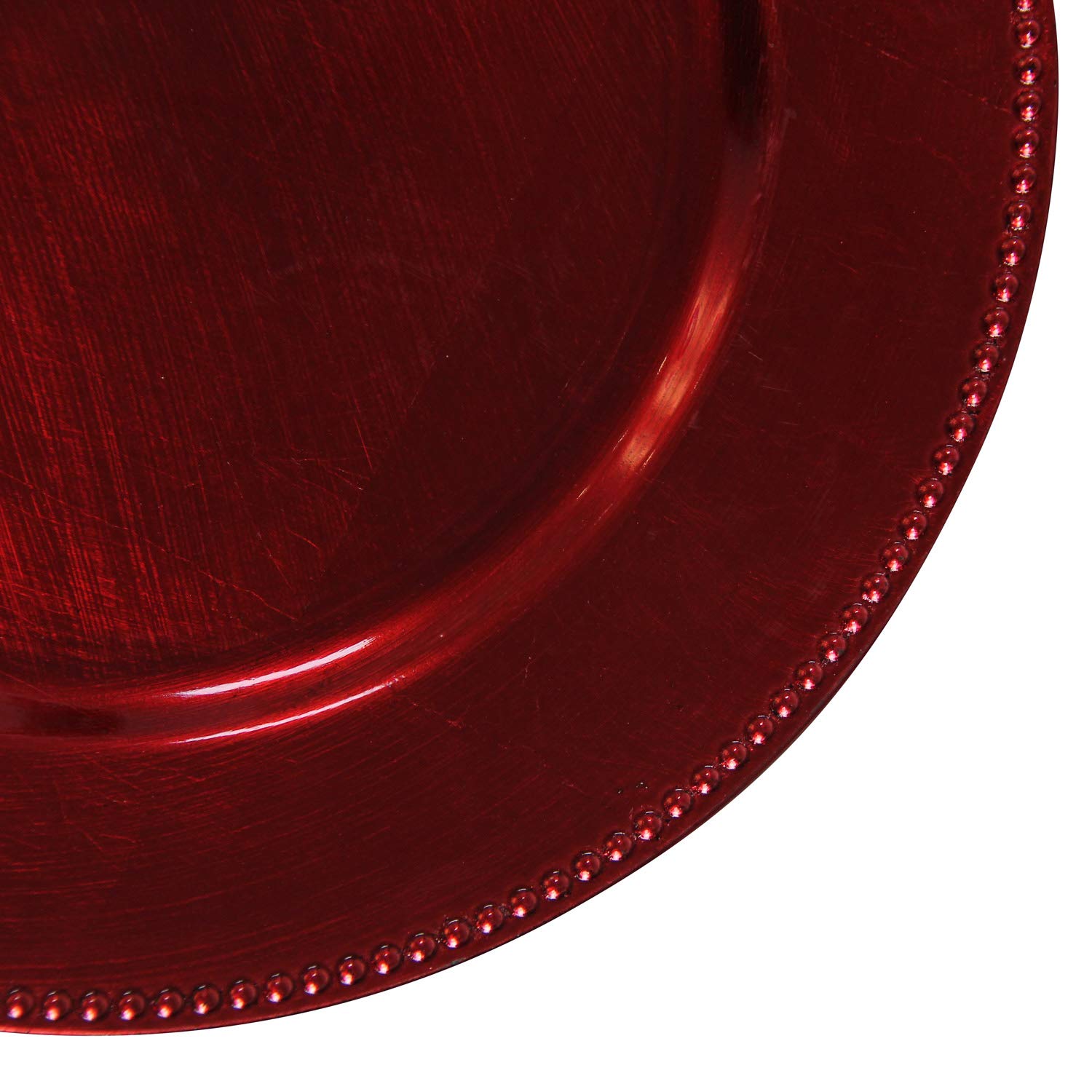 WELMATCH Red Plastic Beaded Charger Plates - 12 pcs 13 Inch Round ...