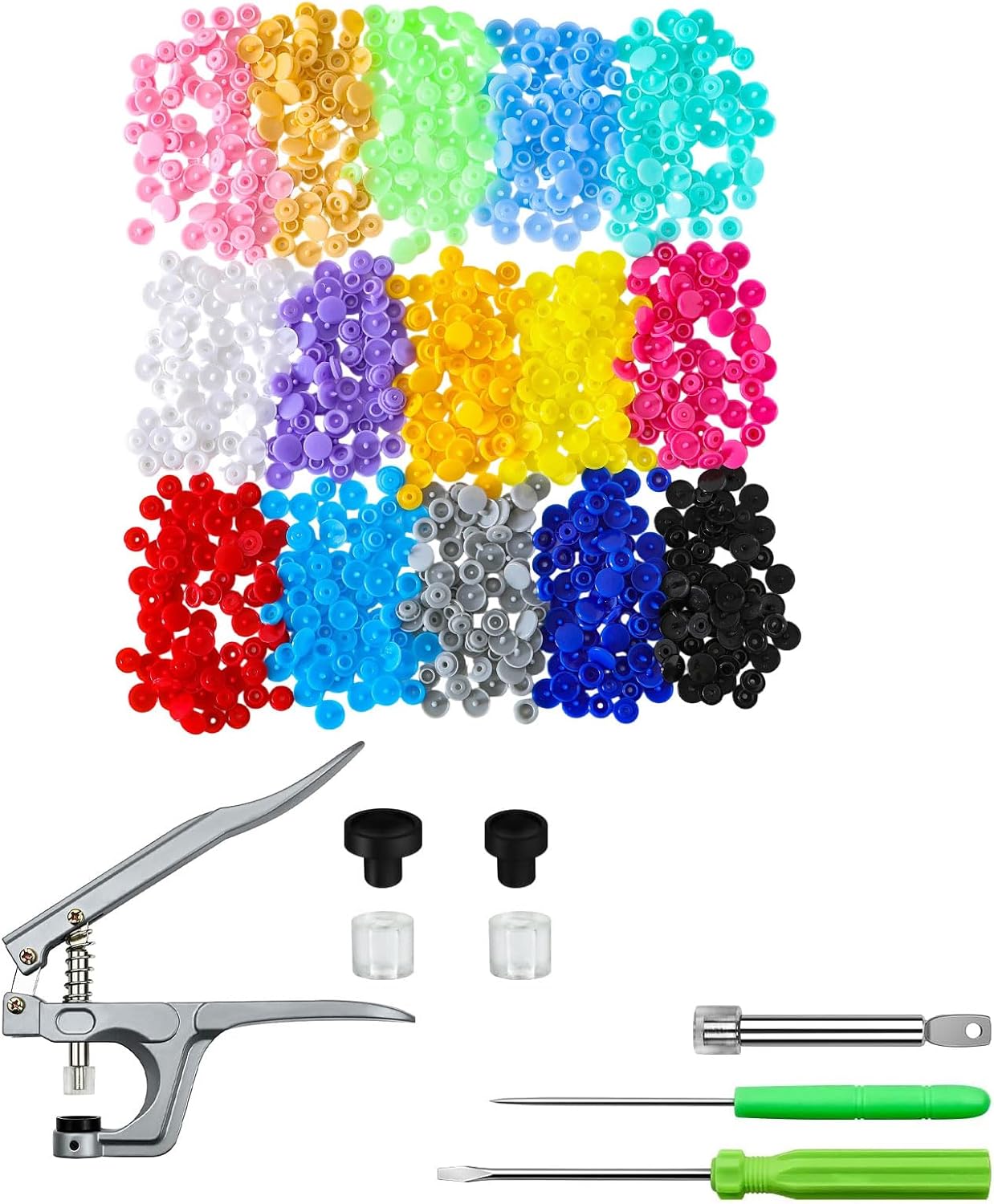 Amazon.com: Snap Button Kit with Snaps Pliers, 150 Sets Plastic Snaps ...