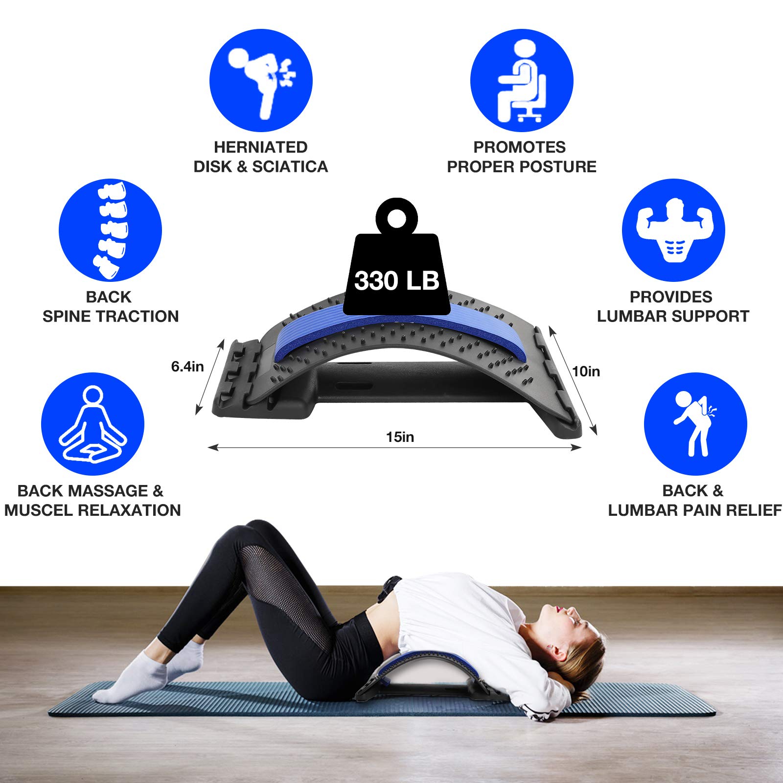 Back Stretcher, Upgraded Royacon Multi-Level Back Massager Spinal ...