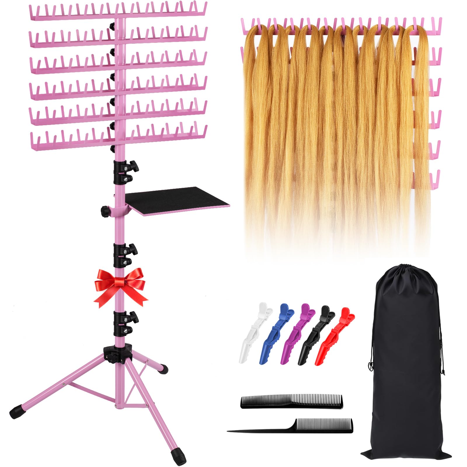 Snapklik.com : Klvied Braiding Hair Rack Standing 144 Pegs, Heavy Duty ...