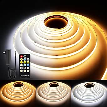 Amazon.com: CCT COB LED Strip Lights,24.6ft Dimmable 2700K-6500K 24V ...