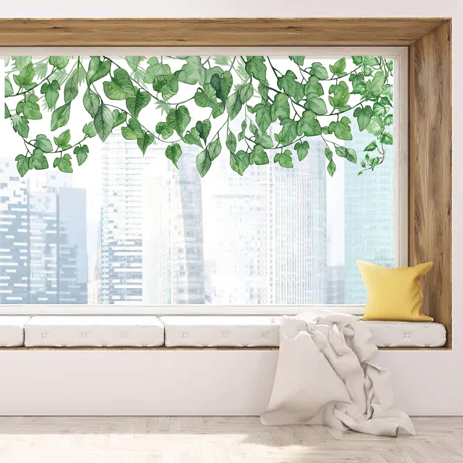 GORGECRAFT 118x39cm Vine Window Clings Ivy Leaves Window Decals Green ...