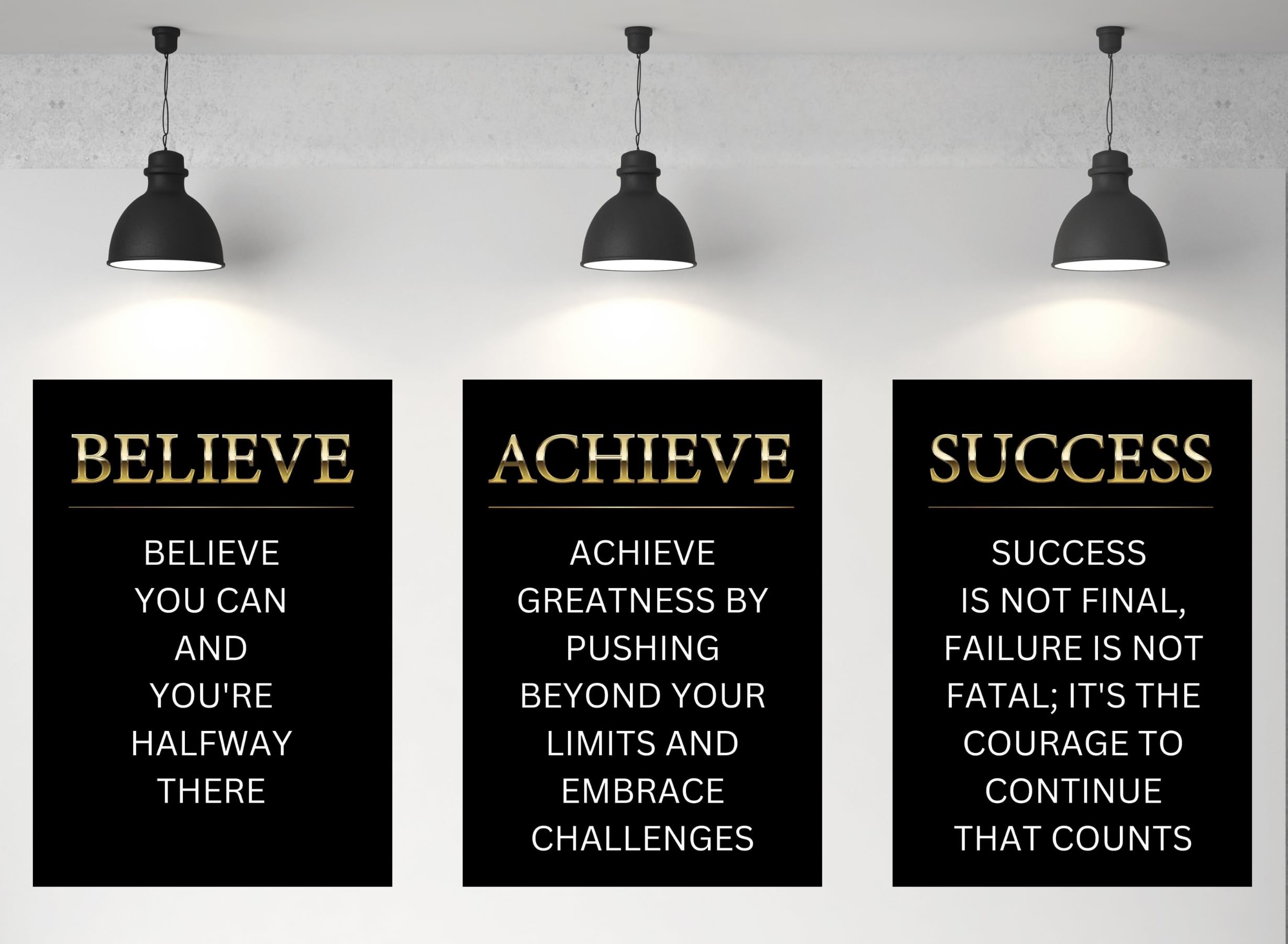 Motivational Posters - Set of 3 - Believe, Achieve, Success | A3 Size ...