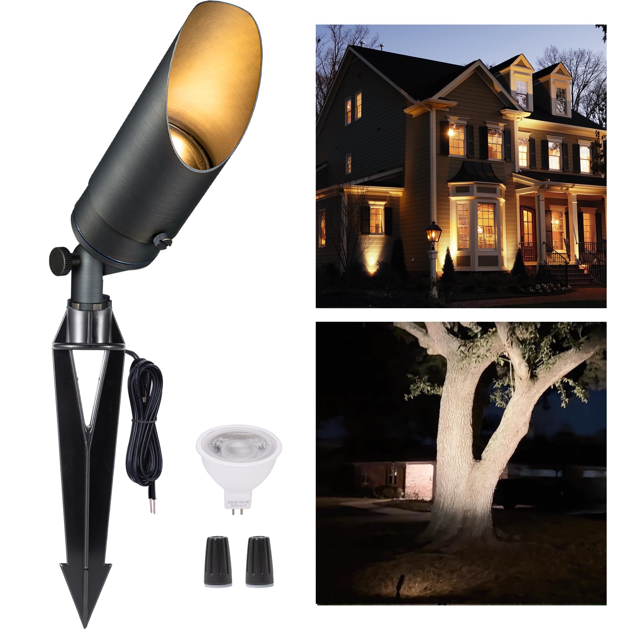 Gardenreet Brass Landscape Spotlights Low Voltage - Outdoor LED Uplight ...