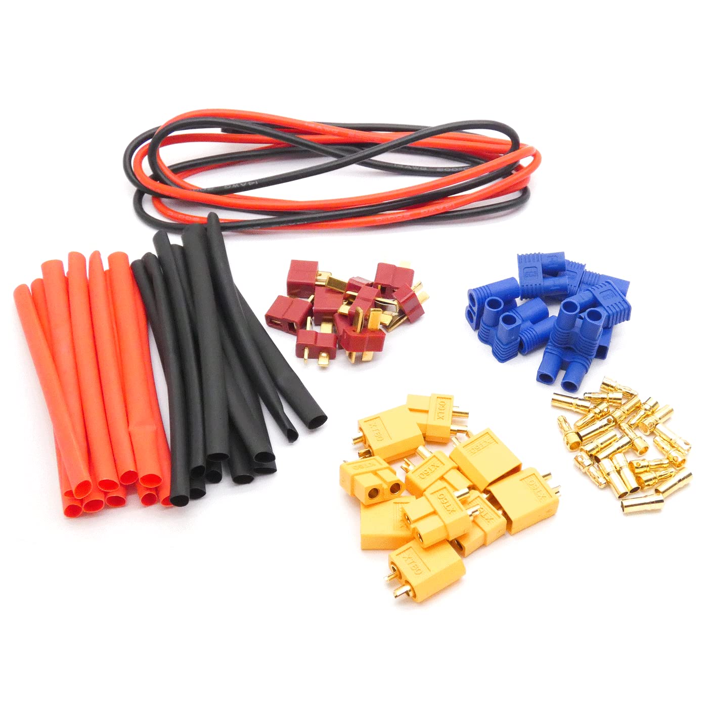 Buy 72pc RC Power Connector Kit with Dean's T-Plug EC3 XT60 Connectors ...