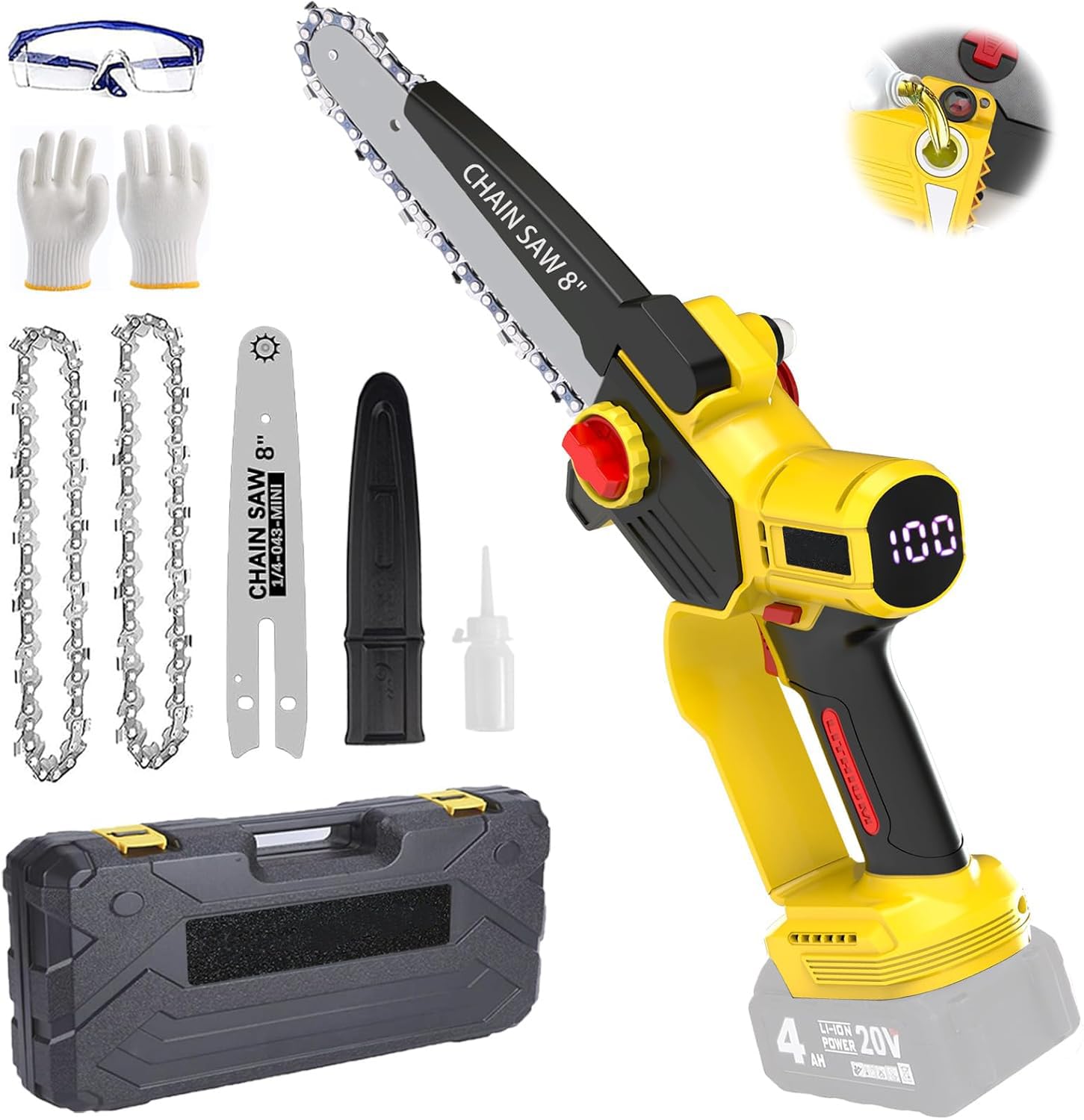8 Inch Mini Chainsaw for DeWalt Battery 20V MAX, Cordless Electric ...