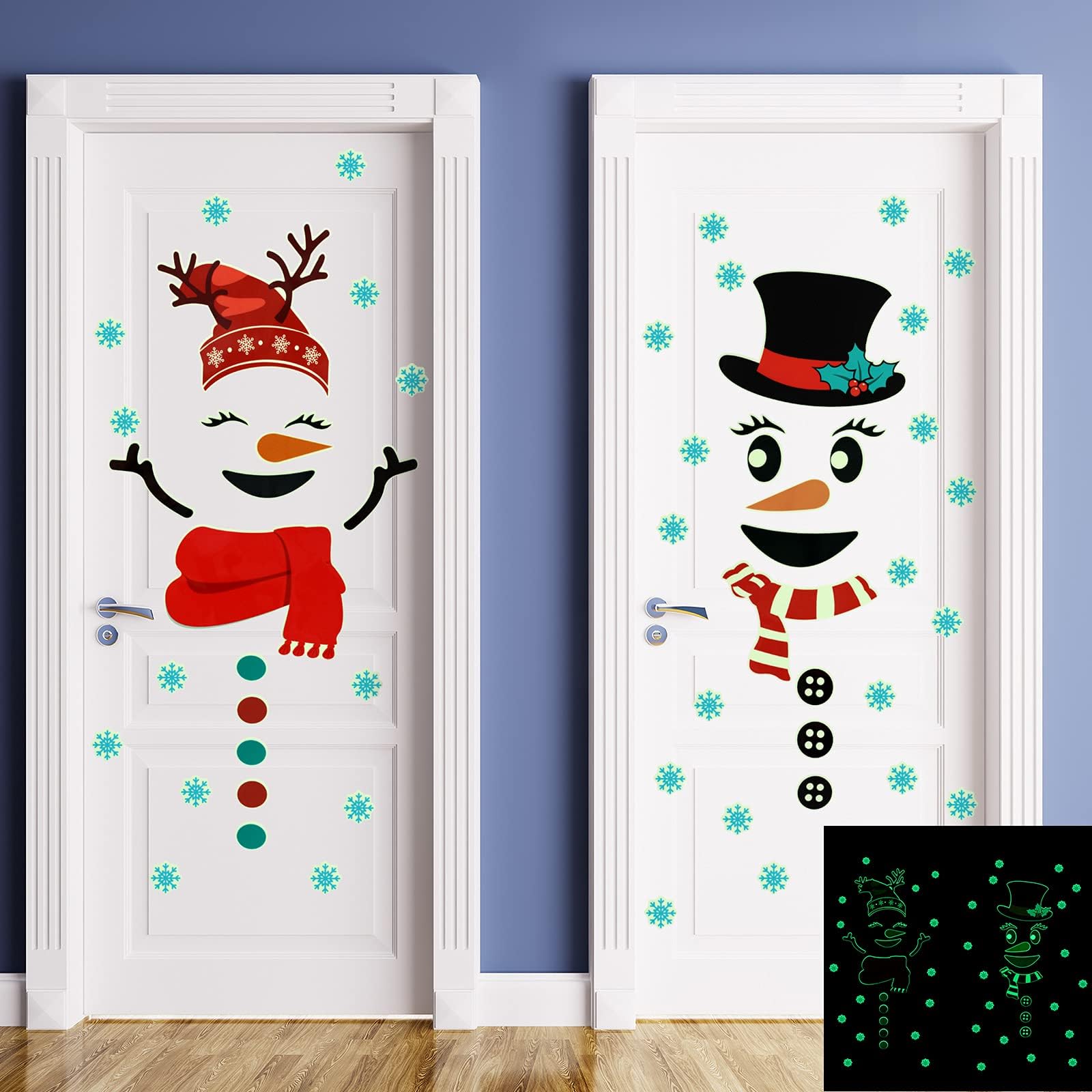 Amazon.com: 8 Sheets Christmas Door Sticker Decorations - Luminous ...