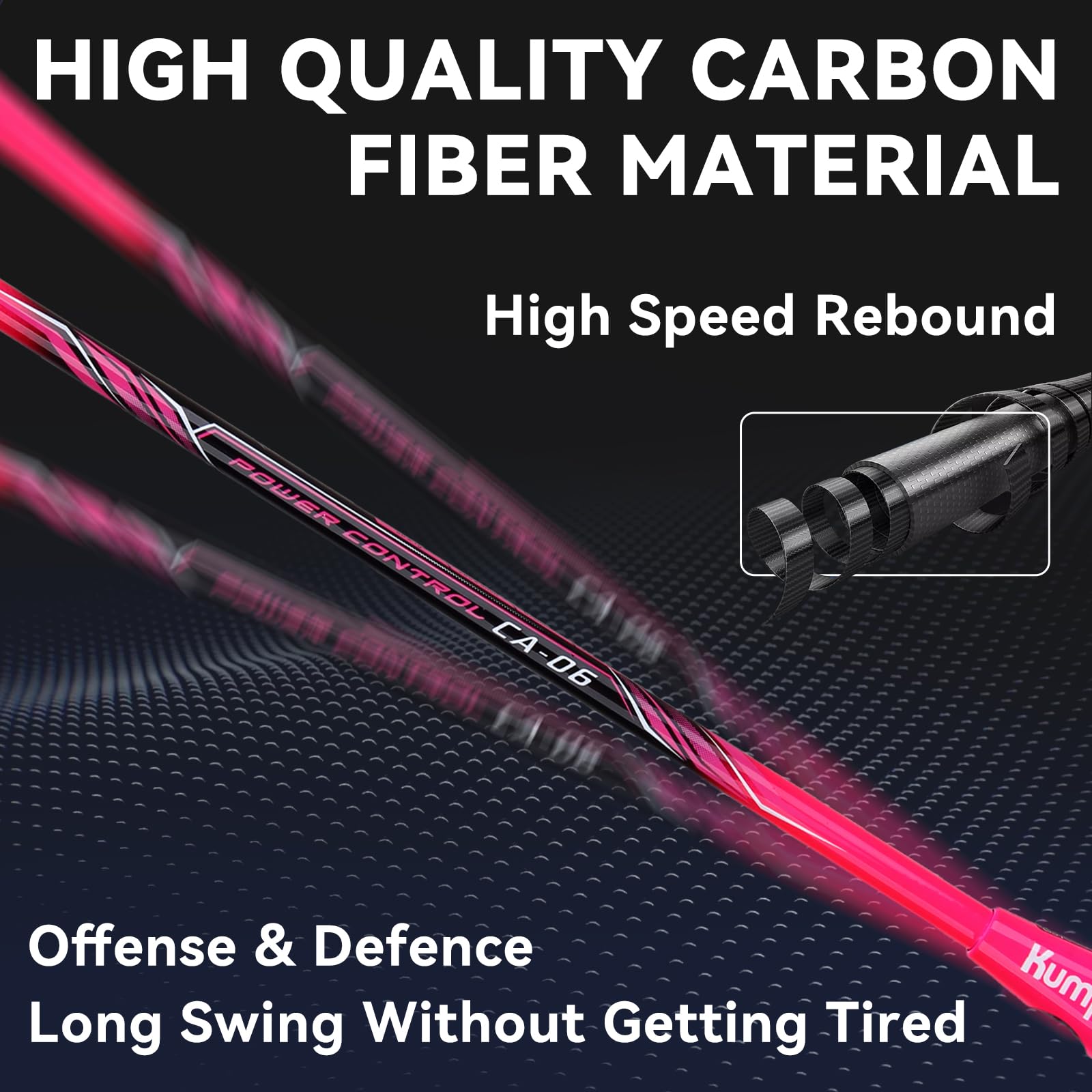 Snapklik.com : KUMPOO Professional Badminton Rackets Set Of 2, Carbon ...