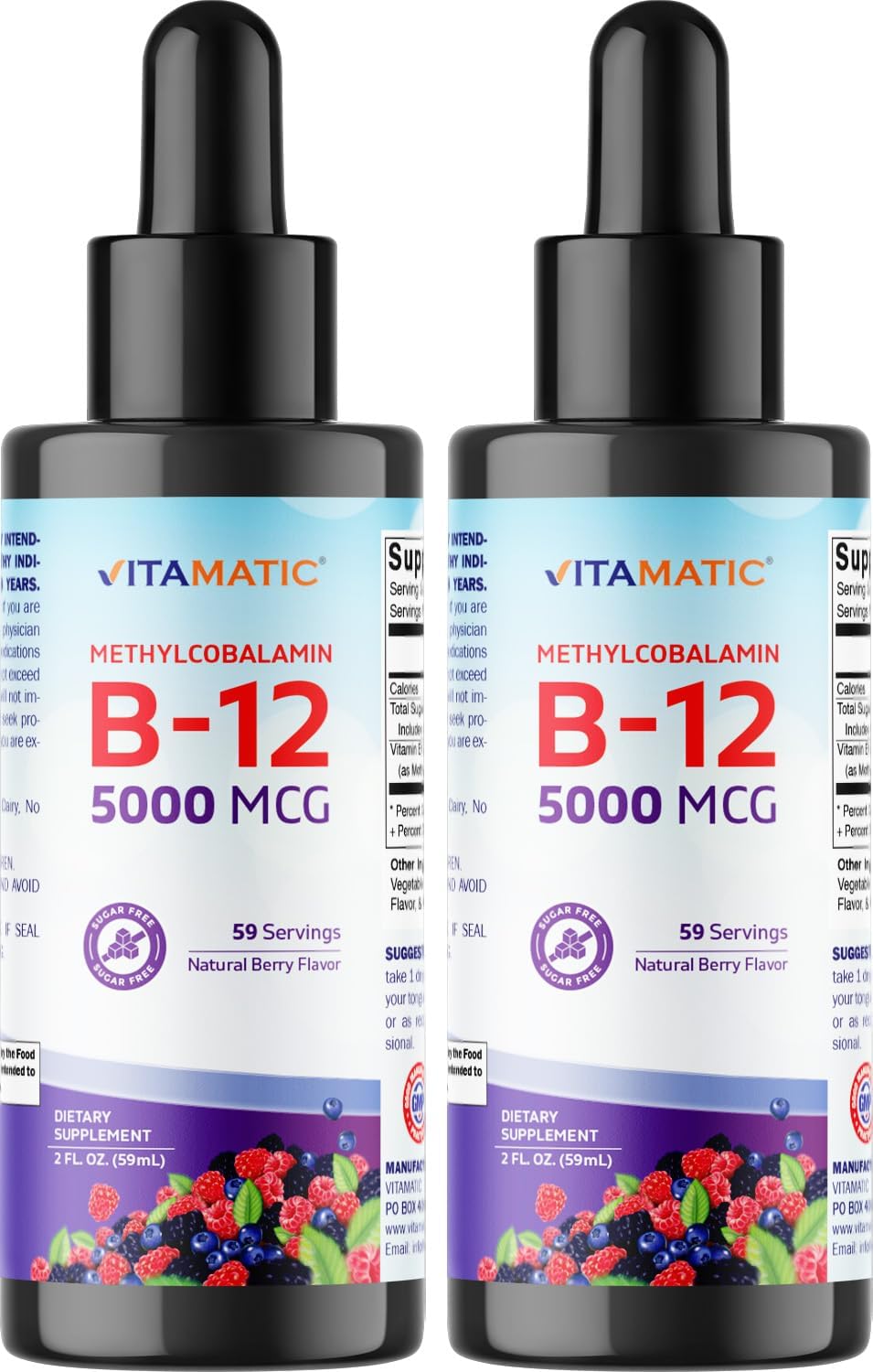 Amazon.com: Vitamatic 2 Packs Fast Acting Liquid Vitamin B12 5000 mcg ...