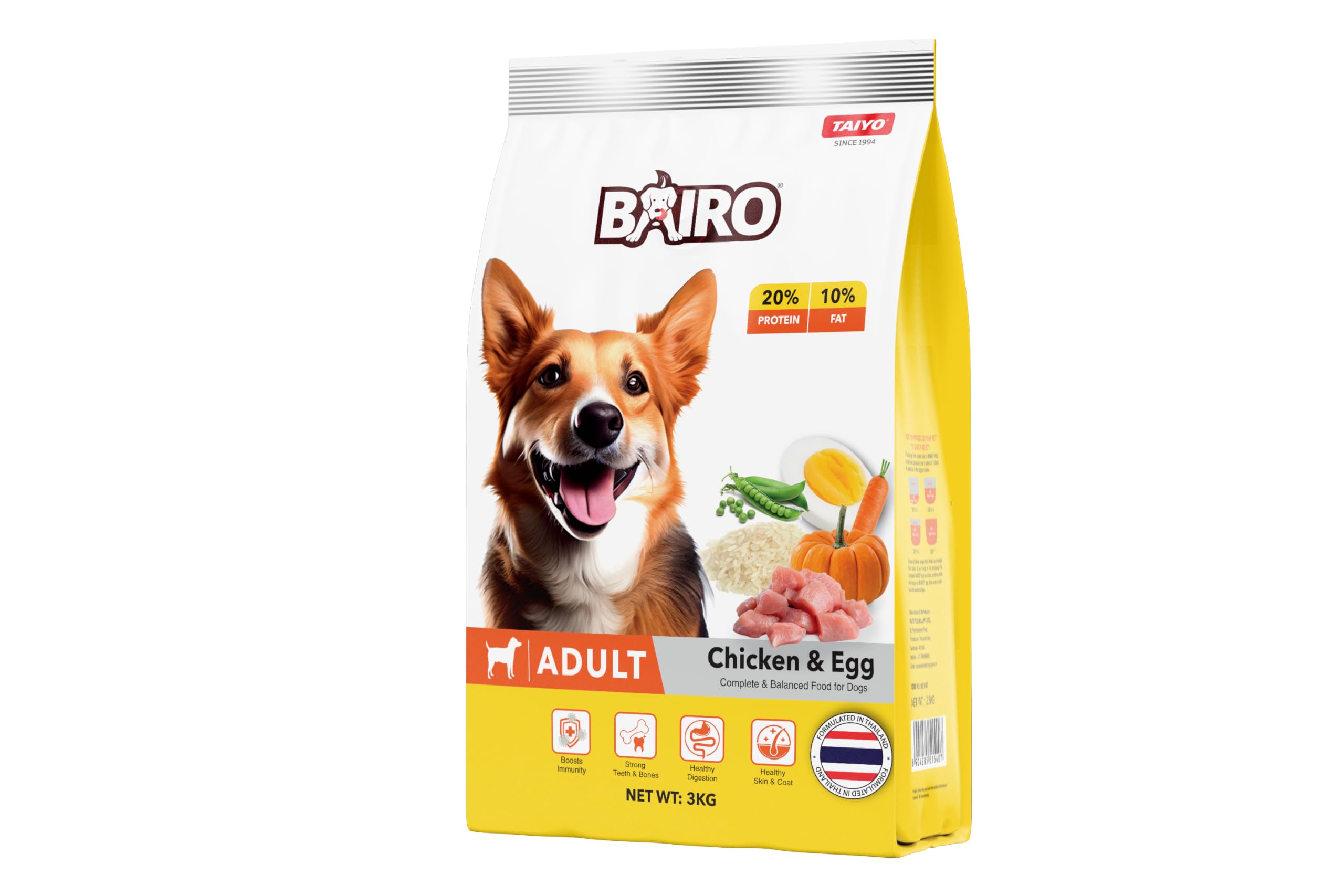 Bairo Chicken and Egg Recipe, Adult Dog Food, 3Kg Pack Dry Dog Food ...