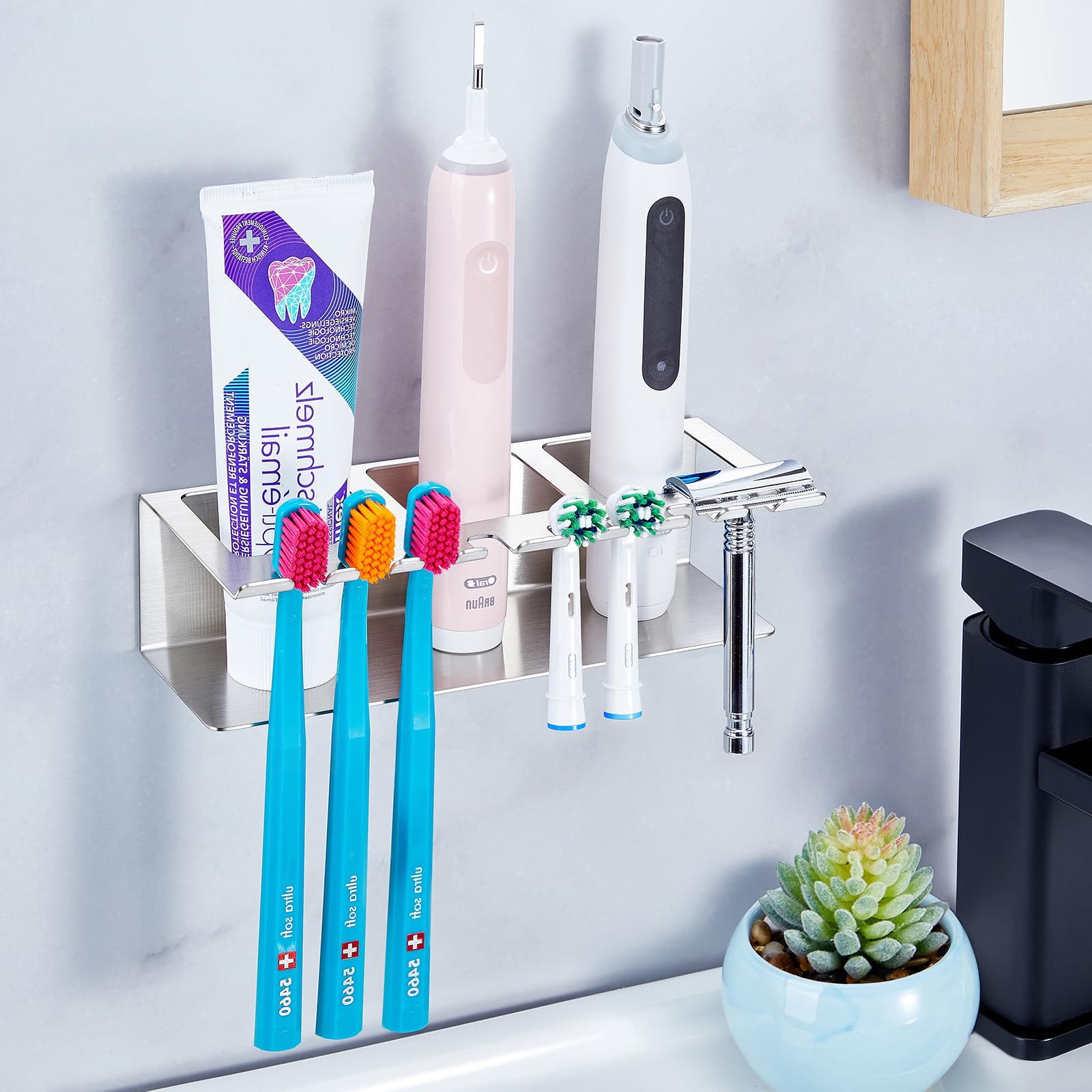 YYBO Toothbrush Holder, Toothbrush Holder Wall No Drilling Electric ...