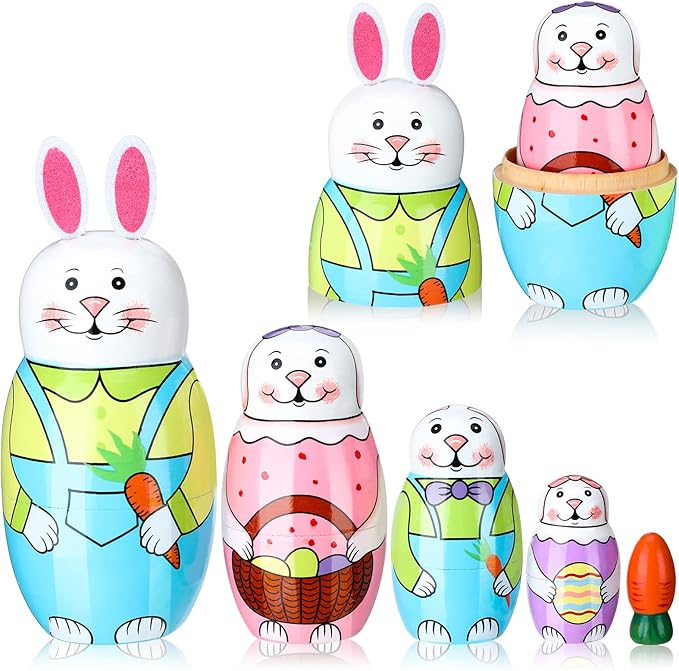 Amazon.com: Seematn 5 Pcs Easter Nesting Dolls Bunny Nesting Dolls ...