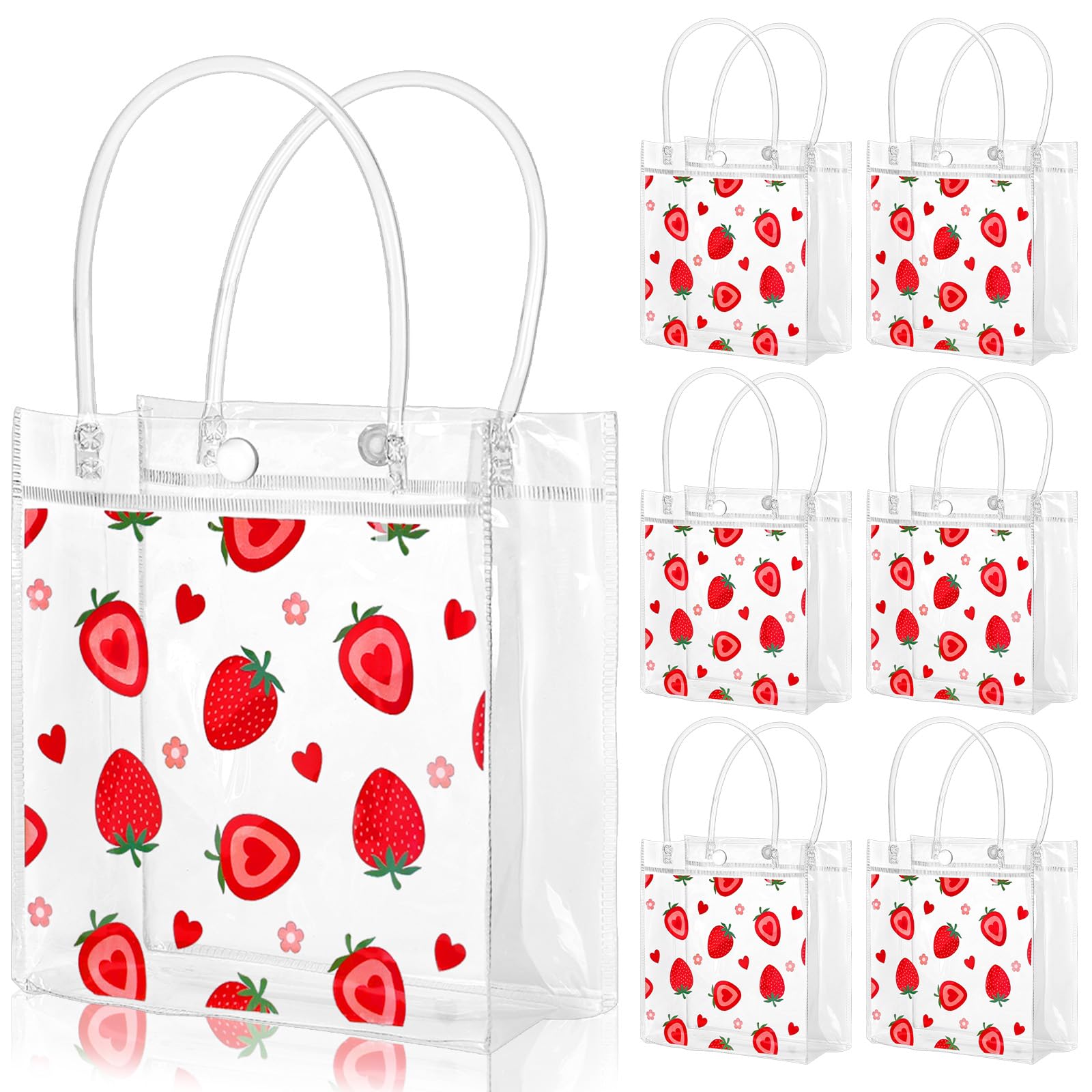 Amazon.com: Whaline Strawberry Clear PVC Gift Bags Cute Fruit Party ...