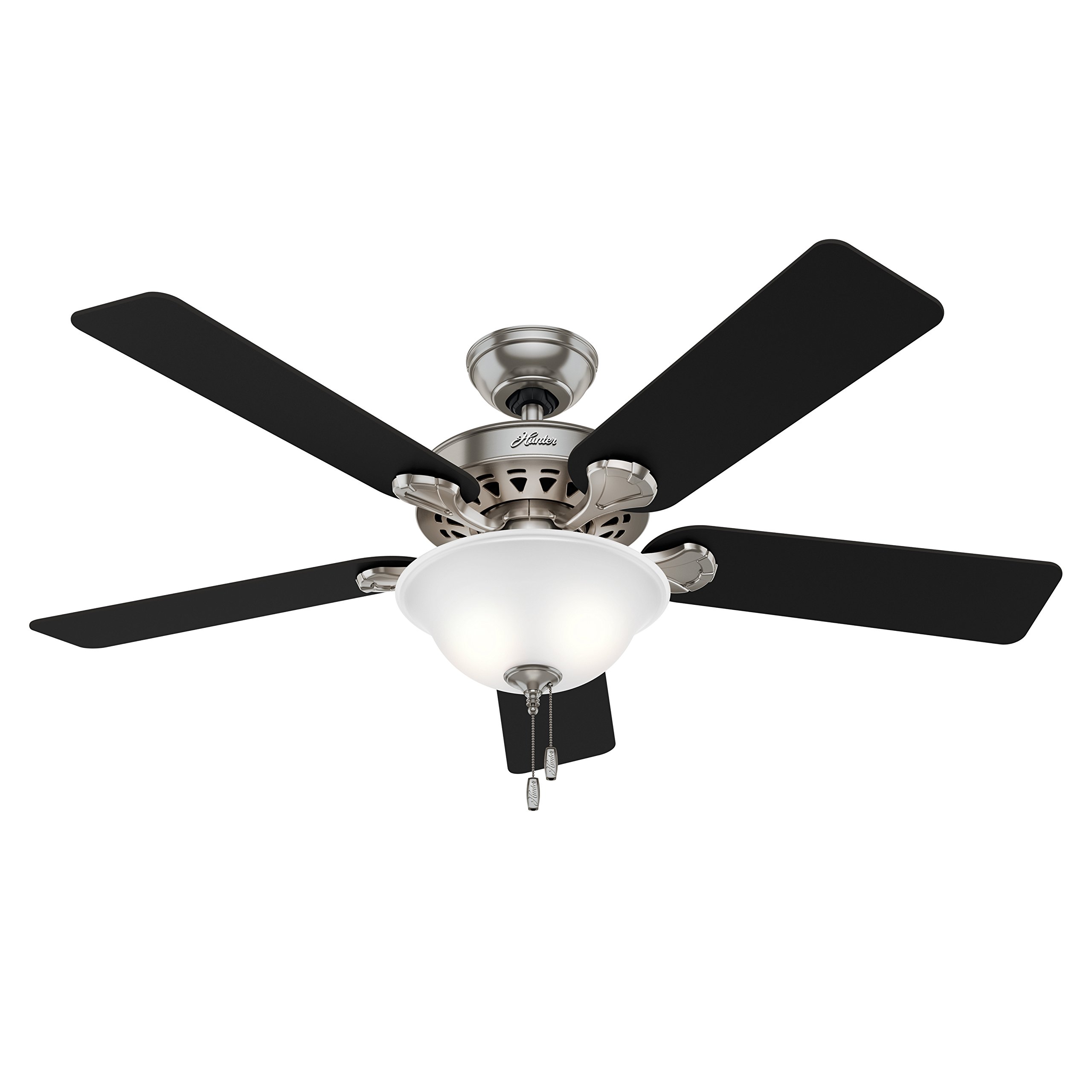 Hunter Fan 52in Traditional Ceiling Fan in Brushed Nickel with Clear ...