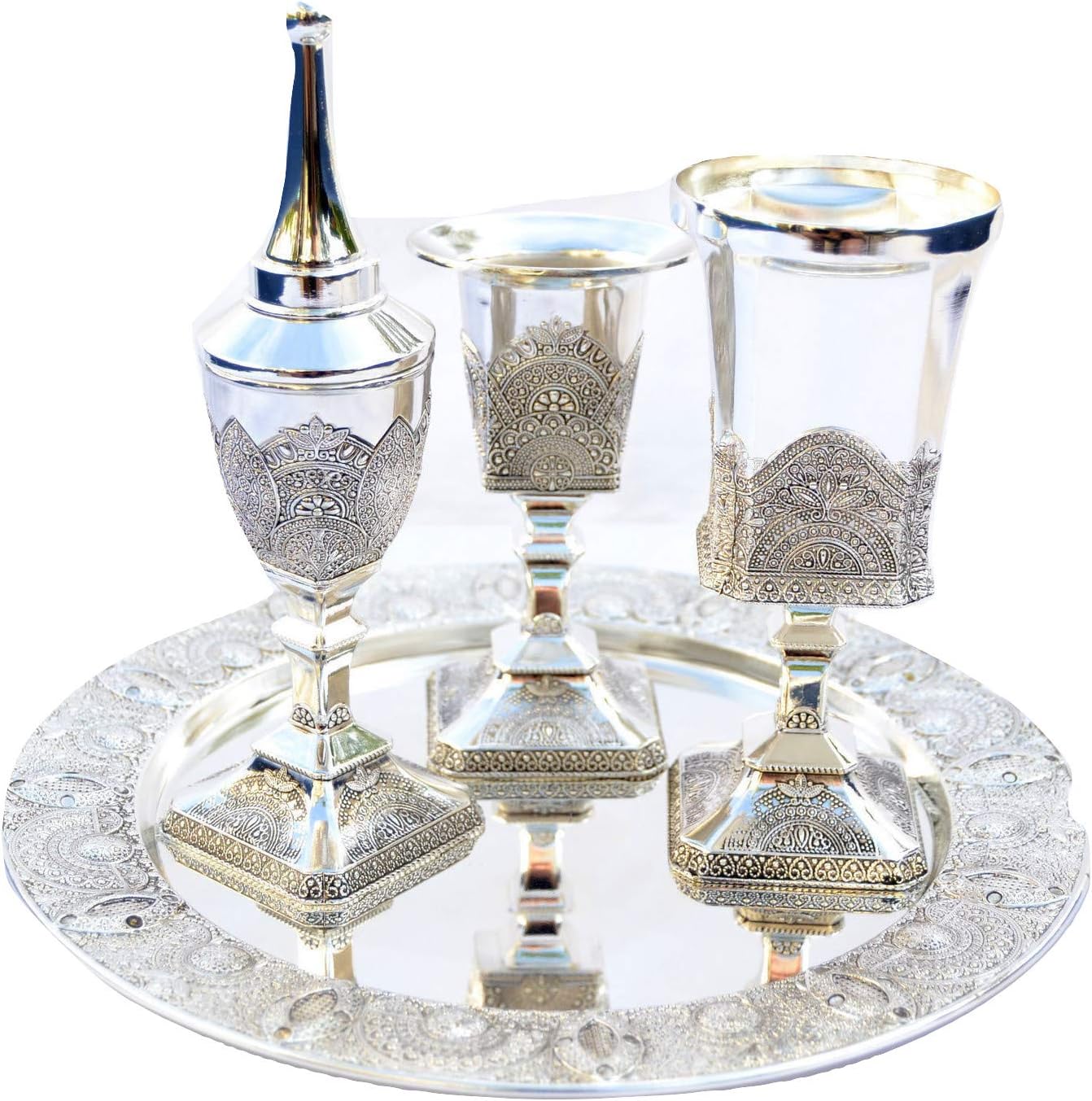 Amazon.com: Havdalah Set Shabbat Kodesh Judaica Silver Plating with ...