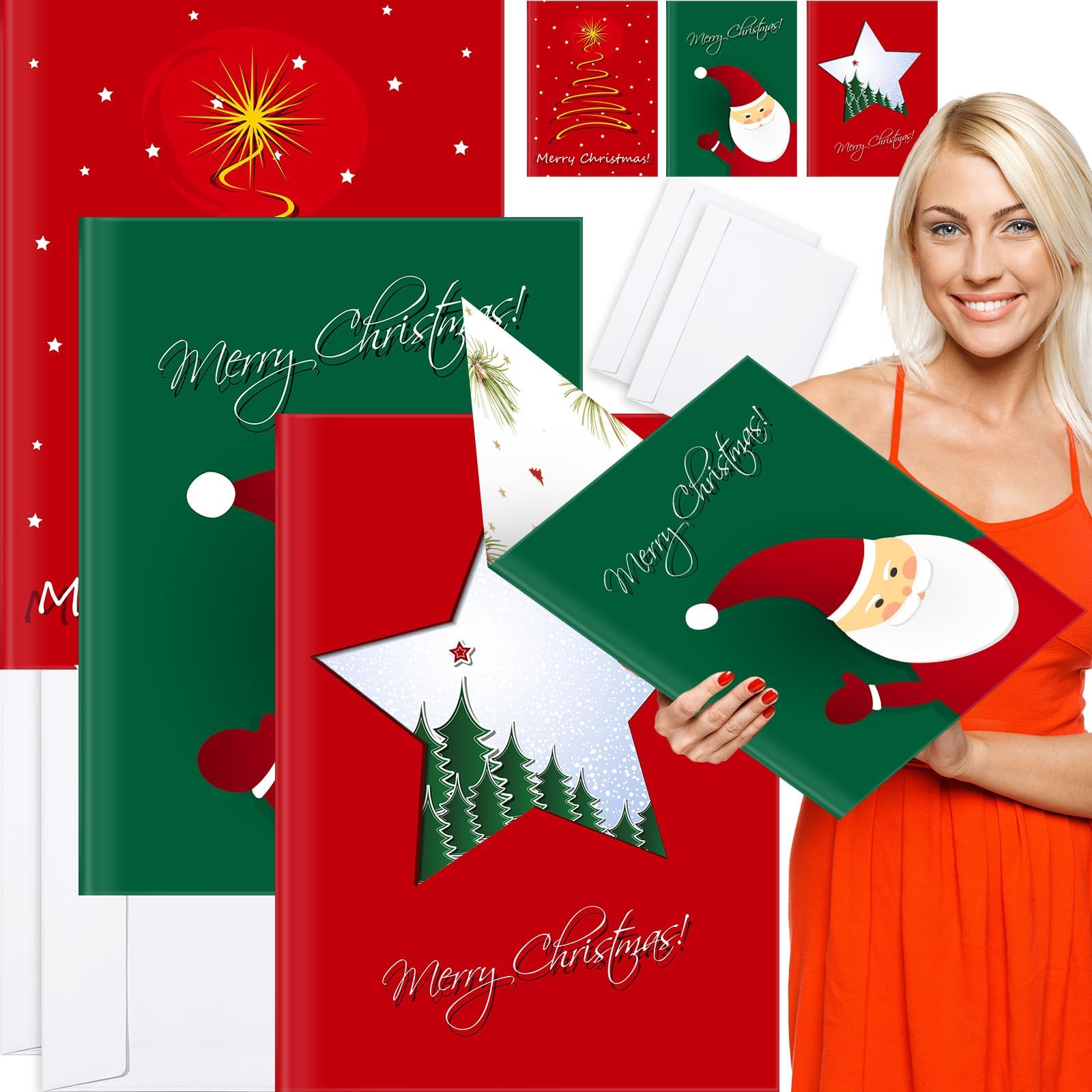 Amazon.com : Tenceur 9 Pcs Giant Christmas Cards with Envelopes ...