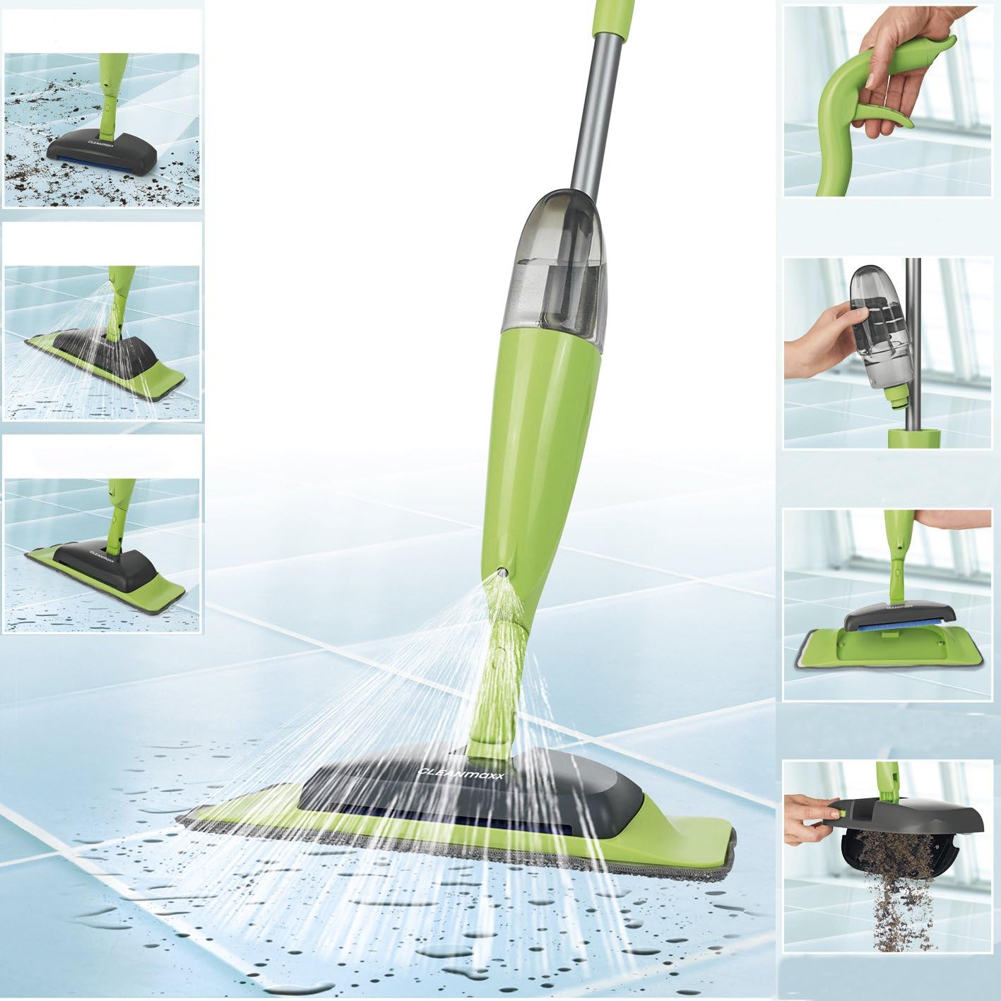 Cleanmaxx Spray Mop 3-in-1, for Sweeping, Spraying and Wiping, with XL ...