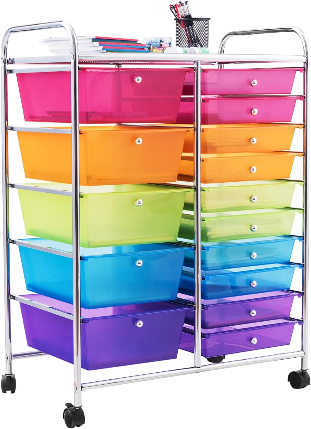 Amazon.com: SILKYDRY 15 Drawers Rolling Storage Cart, Craft Cart ...