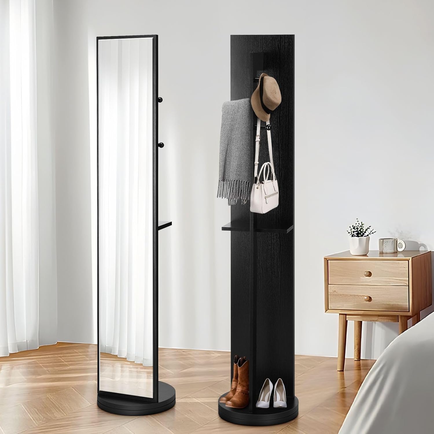 Full Length Body Mirror Tall Floor Free Standing Rotating Stand Up ...