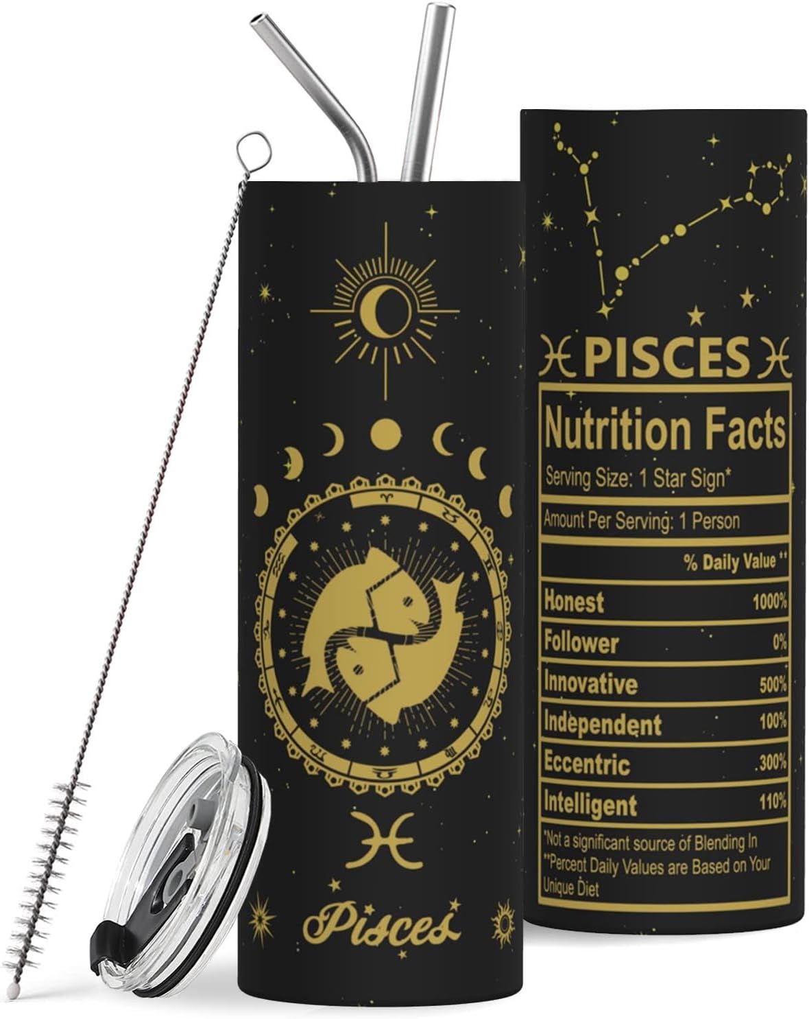 Amazon.com | Pisces Constellation Tumbler Zodiac Gift Wine Cup ...