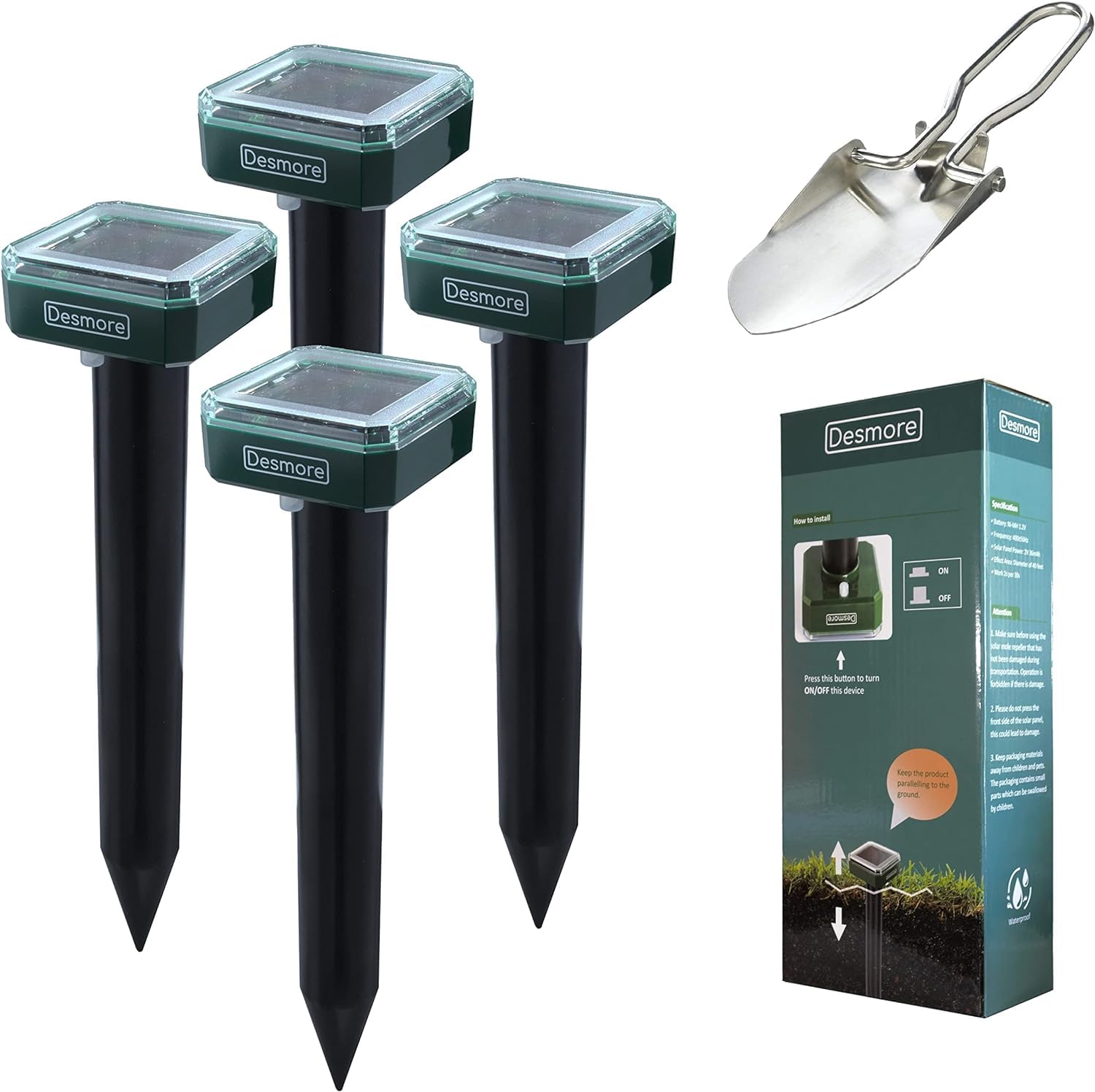 Amazon.com: DESMORE 4 Pcs Solar Sonic Mole, Vole and Gopher Repeller ...