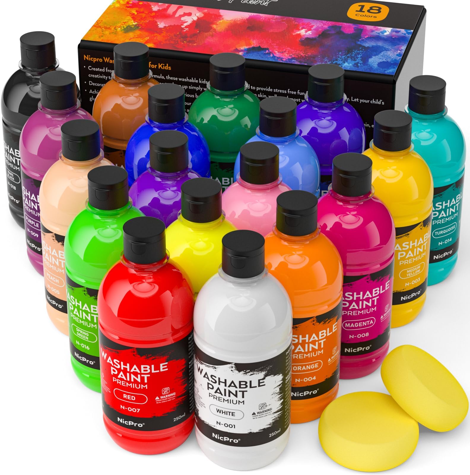 Scola Artmix 600ml Bottles Ready Mix Craft Poster Paint Set 12 Assorted ...