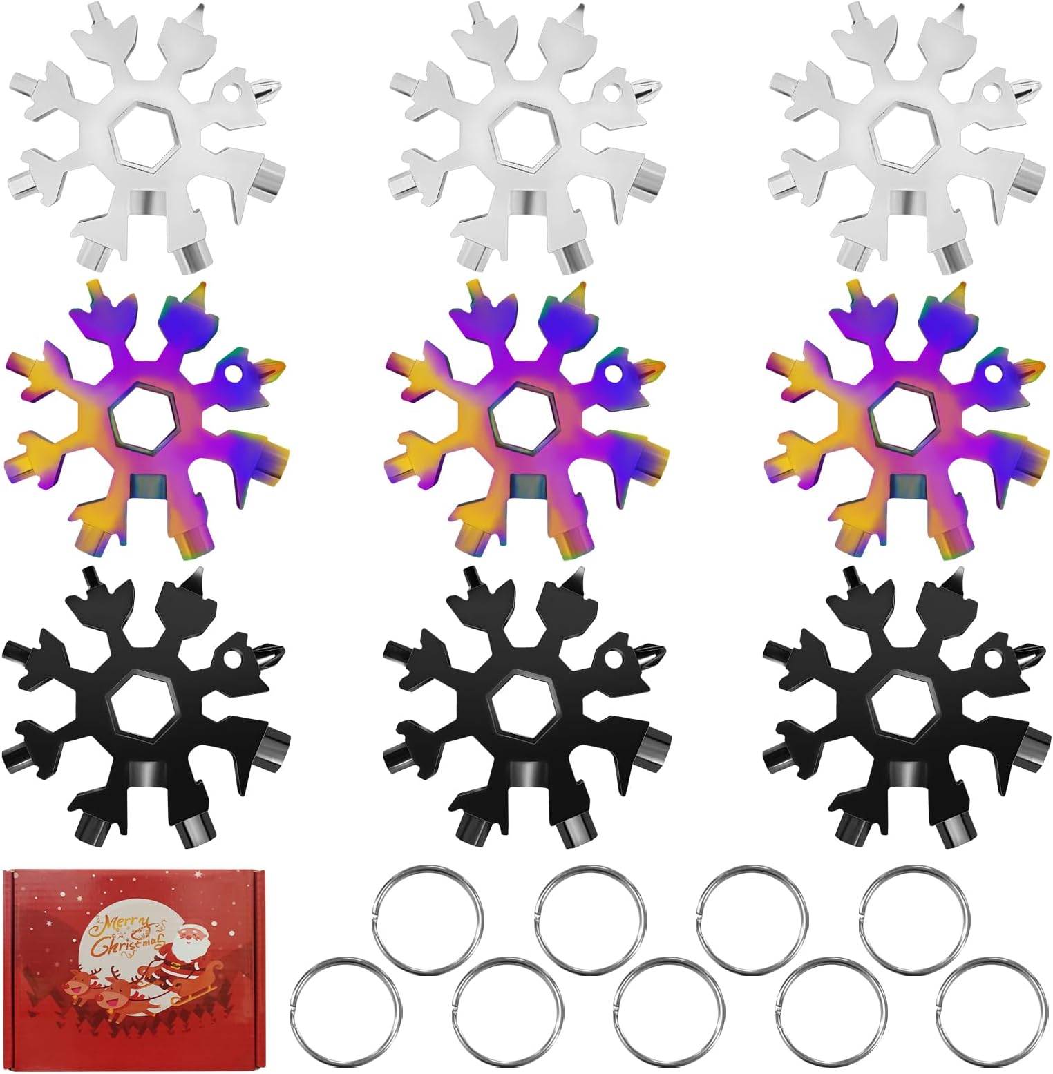 18-in-1 Snowflake Multitool Gifts for Men, 9 Pack Stainless Steel ...
