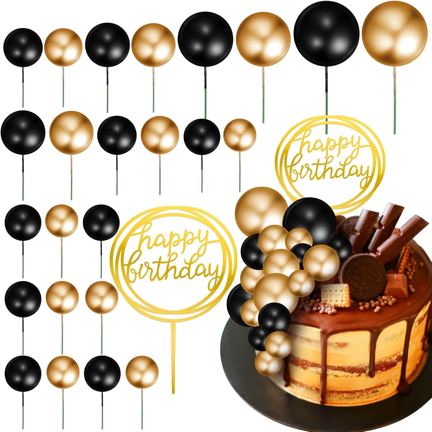 Amazon.com: 25 Pcs Mini Colorful Balls Cake Topper Round Circle Acrylic ...
