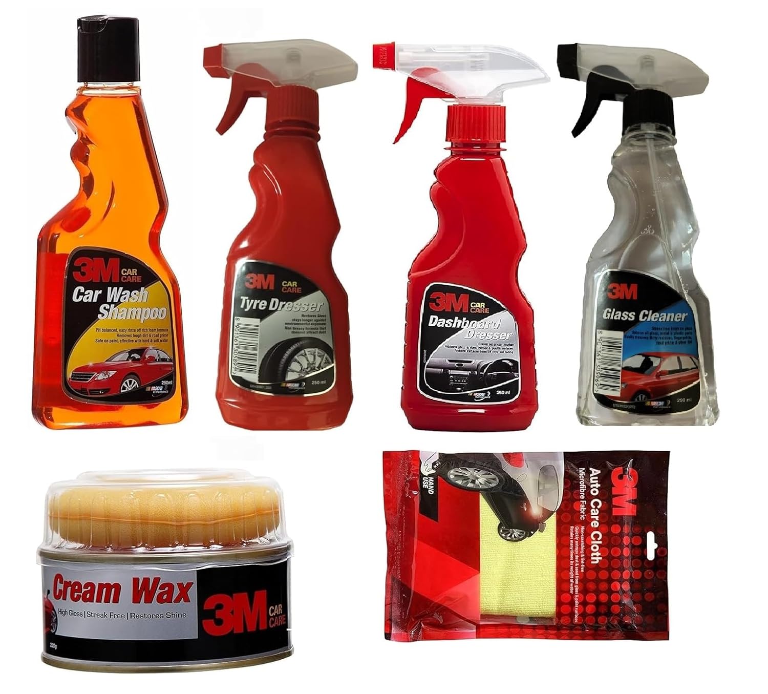 3M Car Care Combo Kit (Dashboard Dresser 250ml, Car wash Shampoo 250ml ...
