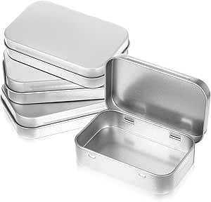 Amazon.com: 4 Pack Silver Metal Rectangular Empty Hinged Tins Box ...