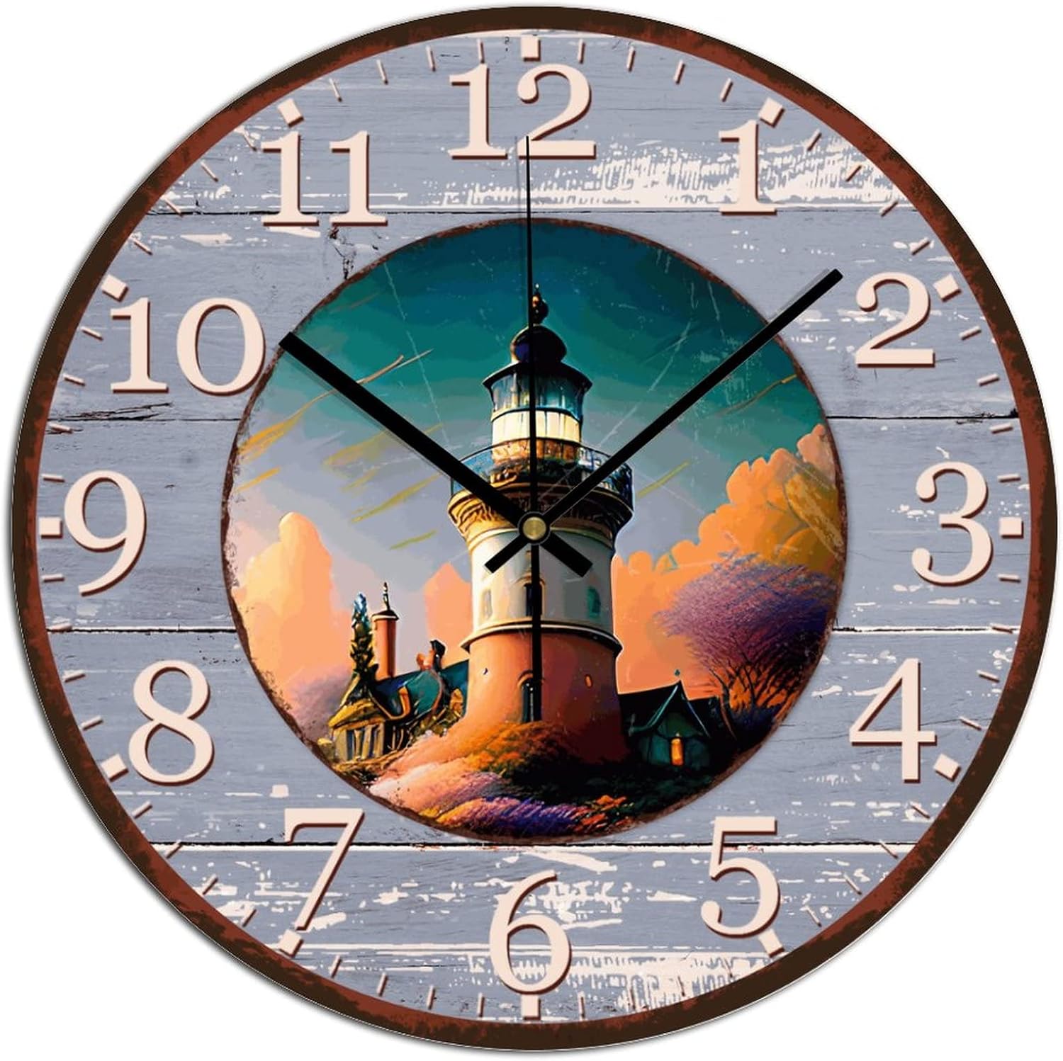 Amazon.com: COCOKEN Lighthouse Wall Clock Ocean Lighthouse Decorative ...