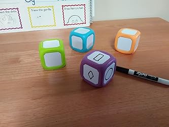 Amazon.com: hand2mind Plastic Small Write-On/Wipe-Off Dice for Kids ...