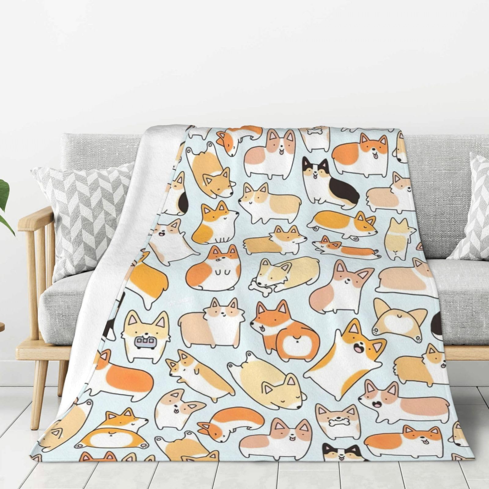 Amazon.com: Corgi Dogs Throw Blanket Soft Lightweight Cozy Flannel Warm ...