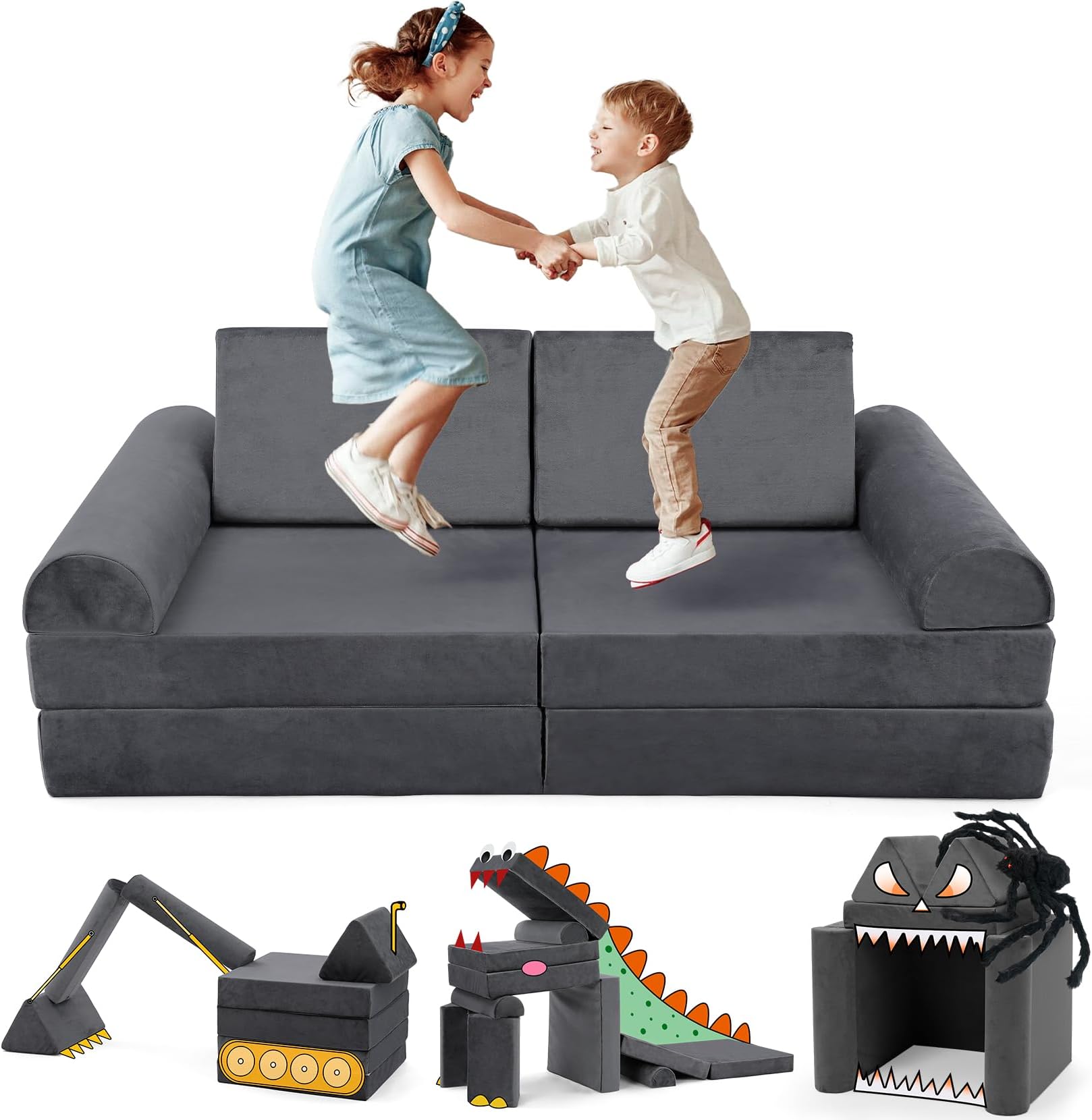 Amazon.com: Rengue 8PC Modular Kids Play Couch, Foam Couch for Toddlers ...