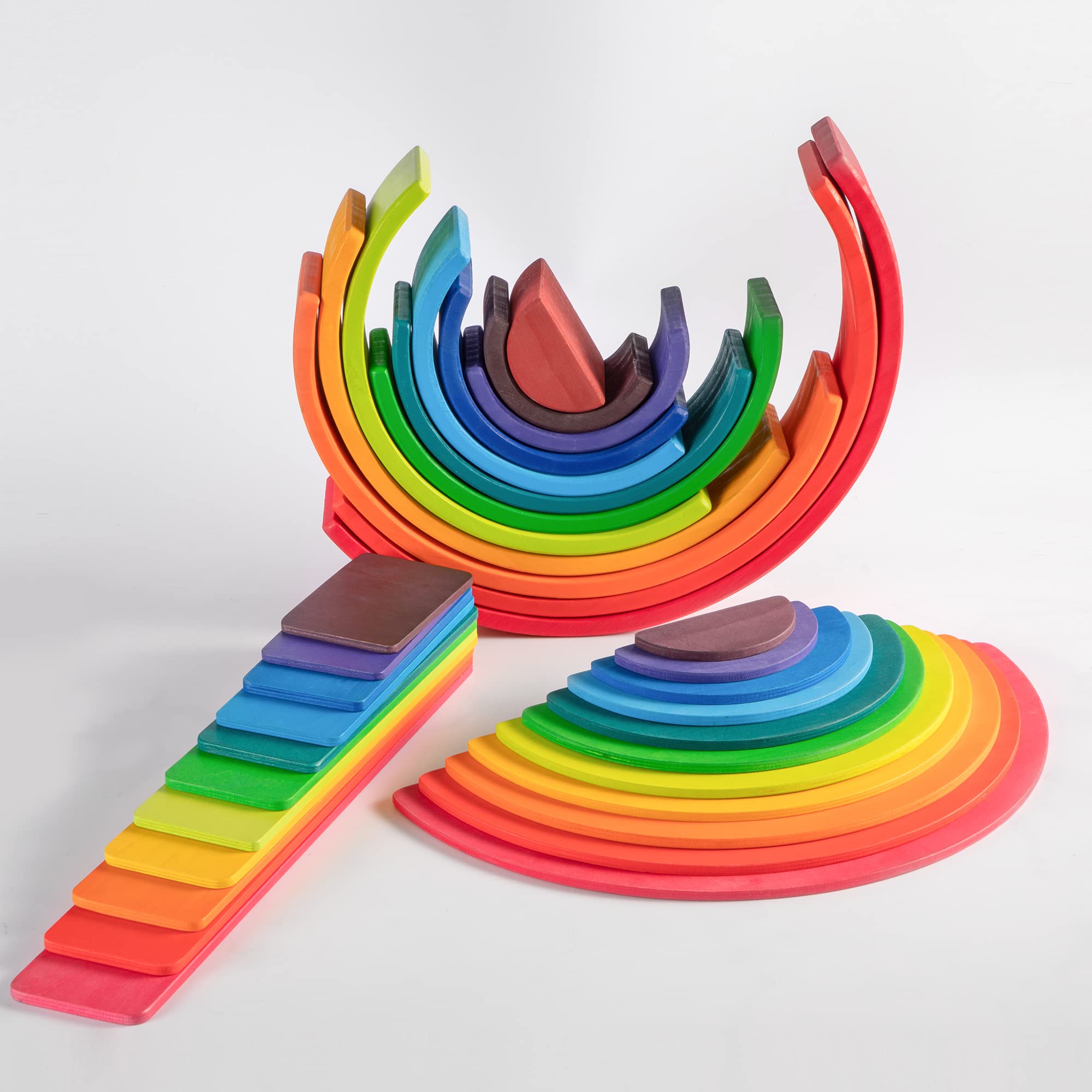 MERRYHEART Wooden Rainbow Stacker Set - Rainbow Stacking Toy Set with ...