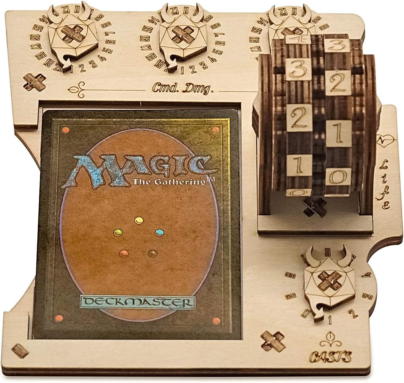 MTG Commander EDH Command Zone Tray with Life Counter Wooden Compatible ...
