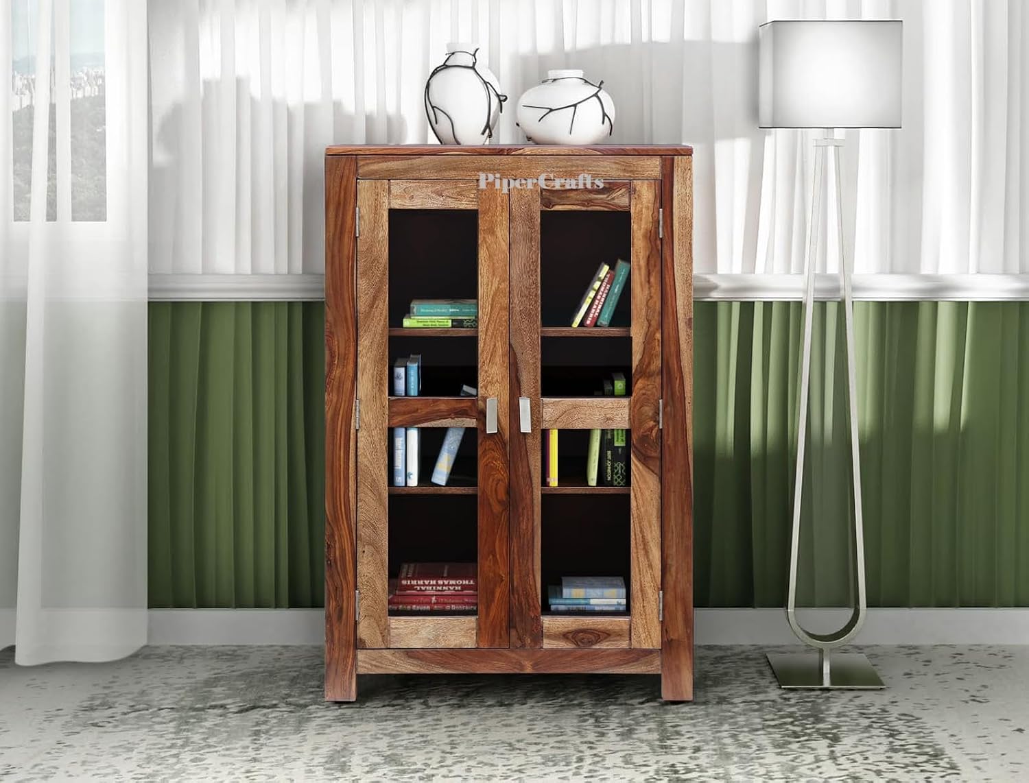 PIPERCRAFTS Sheesham Wood Book Shelf - with Glass Door - Already ...