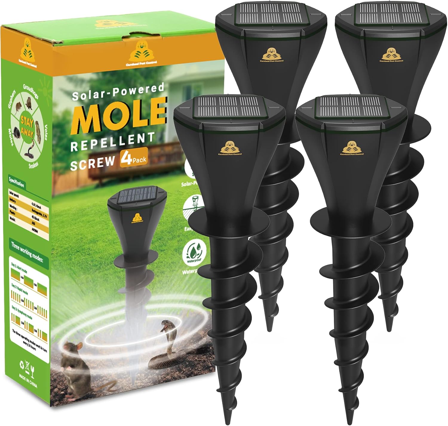 Amazon.com: Solar Powered Mole Repellent For Lawns, Screw Shaped Snake ...