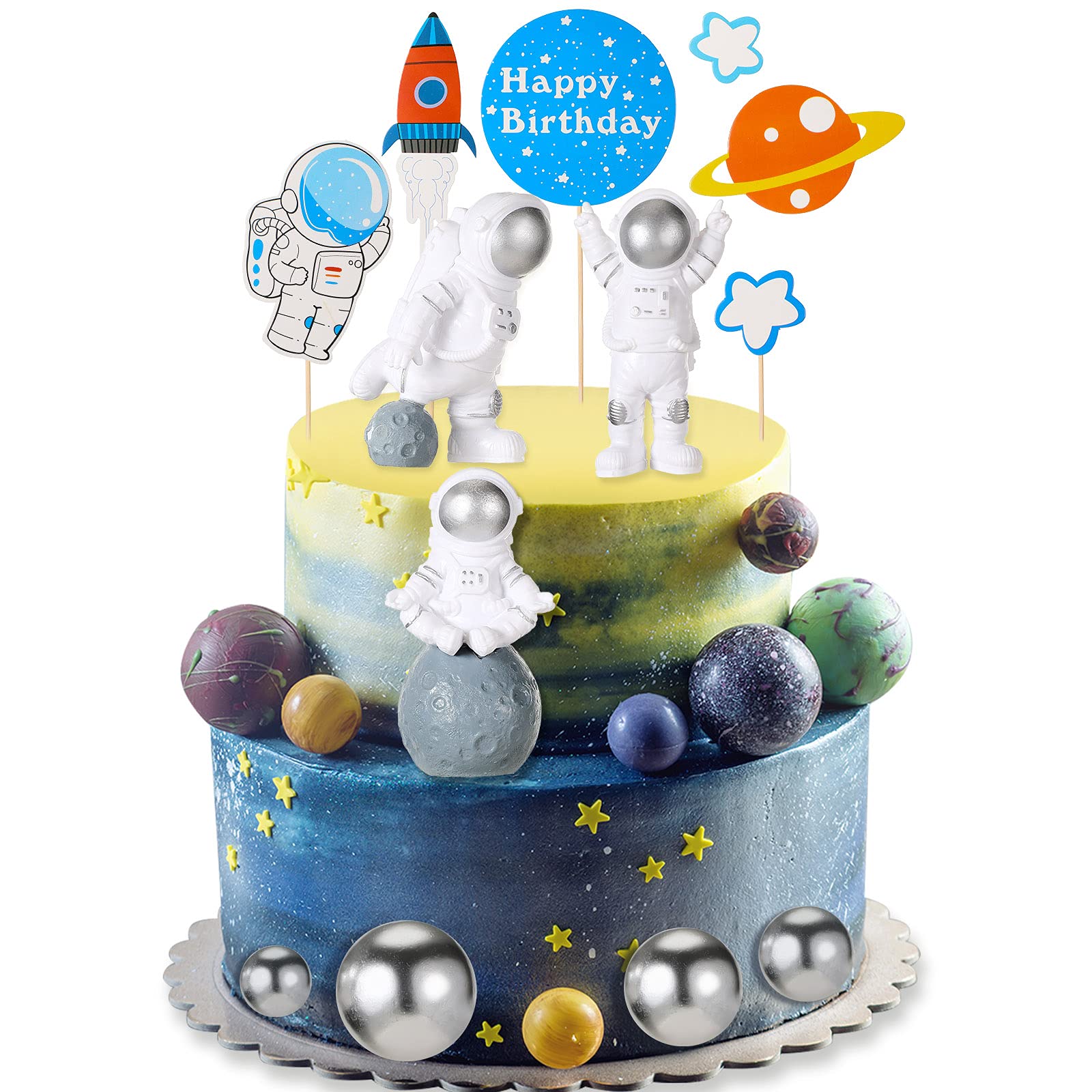 Buy 13 Pieces Astronaut Space Cake Toppers Planet Cake Topper Space ...