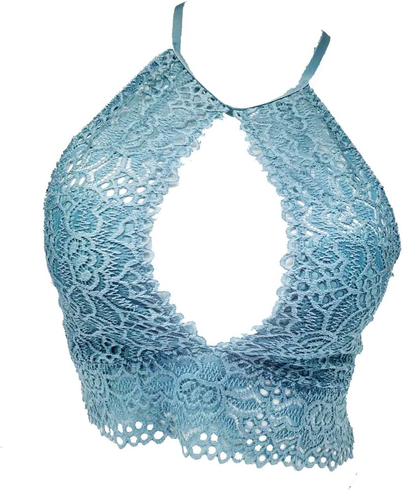 Asian Apparel Women's Hi-Neck Halter Lace With Keyhole Unpaded Wireless ...