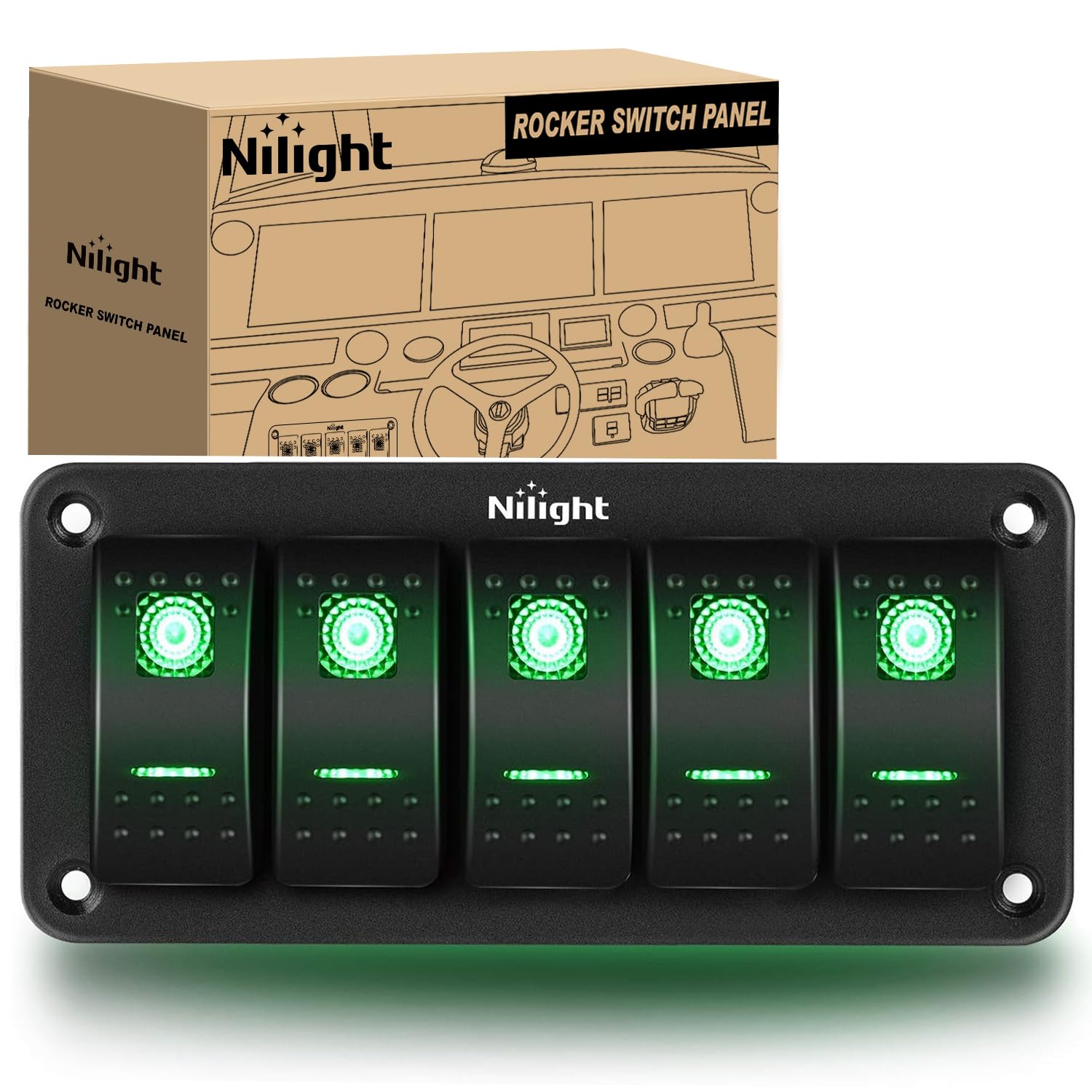 Snapklik.com : 5 Gang Rocker Switch Panel 5Pin On Off Toggle Aluminum ...