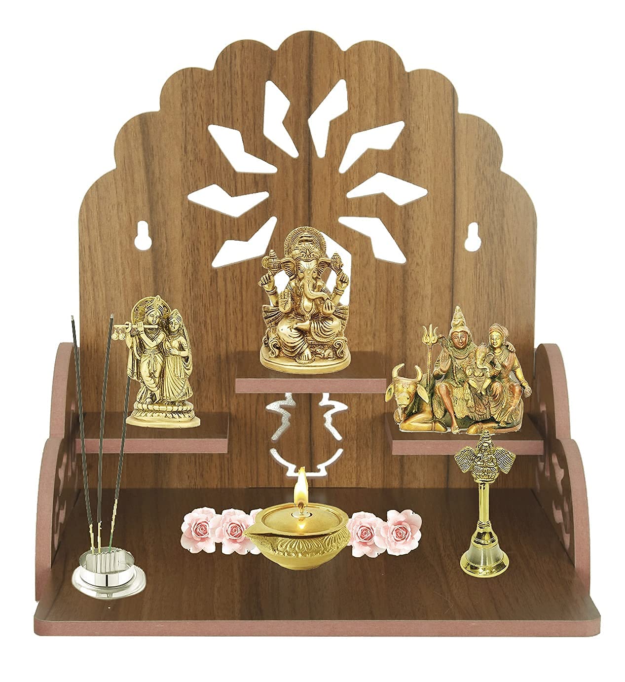 Buy Kelexx Wall Hanging Wood Home Temple Wooden Singhasan Temple for ...
