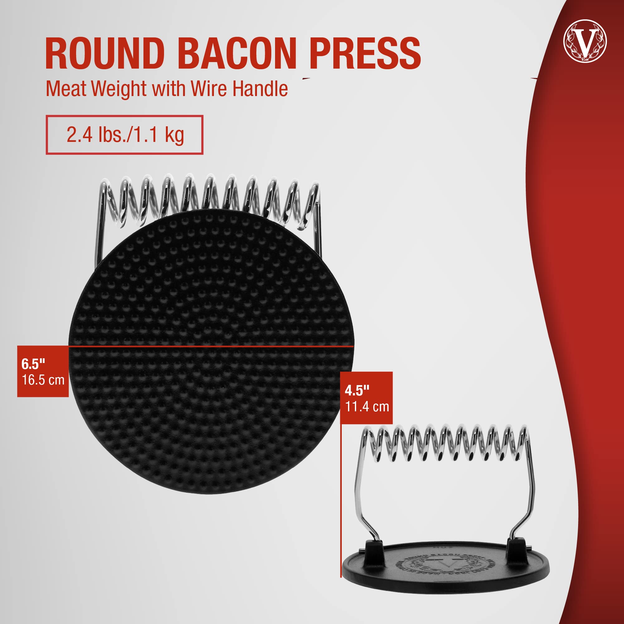 Snapklik.com : Victoria Round Cast Iron Meat Press